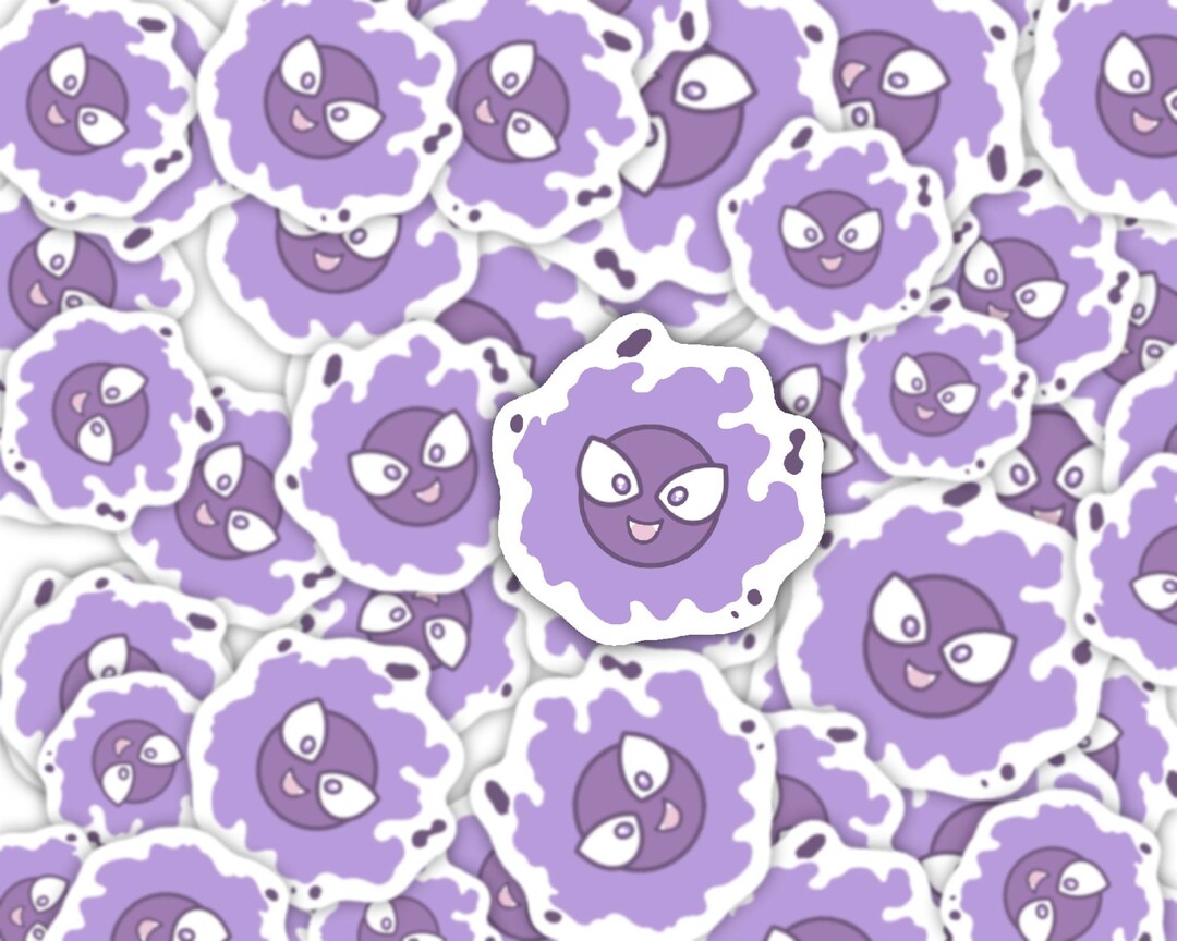 Cute Kawaii Gastly Ghost Pokémon Spooky Sticker Water Bottle Laptop PC ...