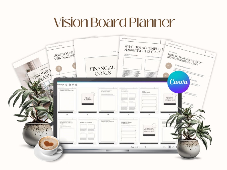 2025 Vision Board | Printable and Digital Workbook Planner Goal Setting ...