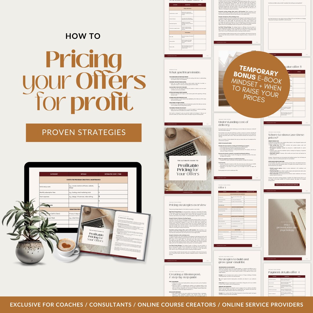 Pricing Guide & Workbook: Service Business Pricing Strategies (digital ...