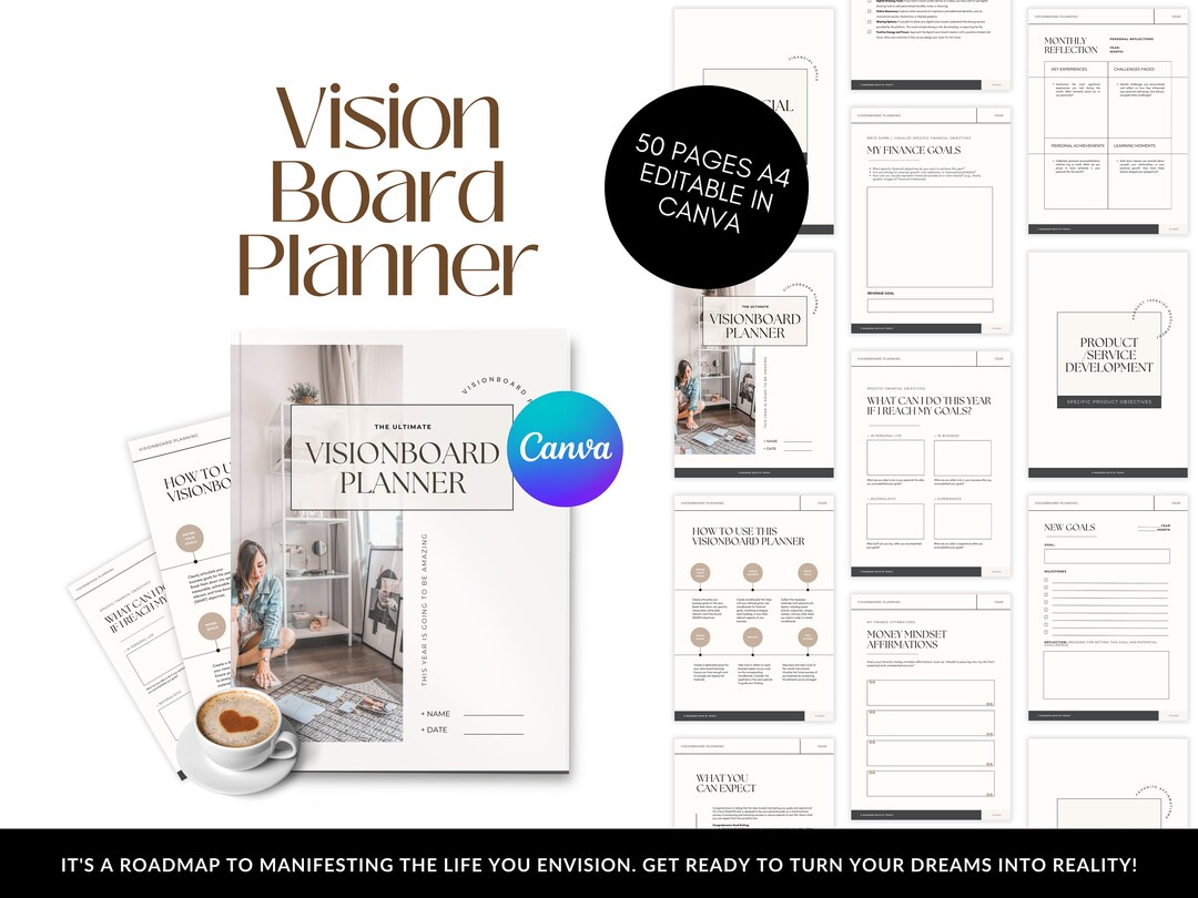 2025 Vision Board | Printable and Digital Workbook Planner Goal Setting ...