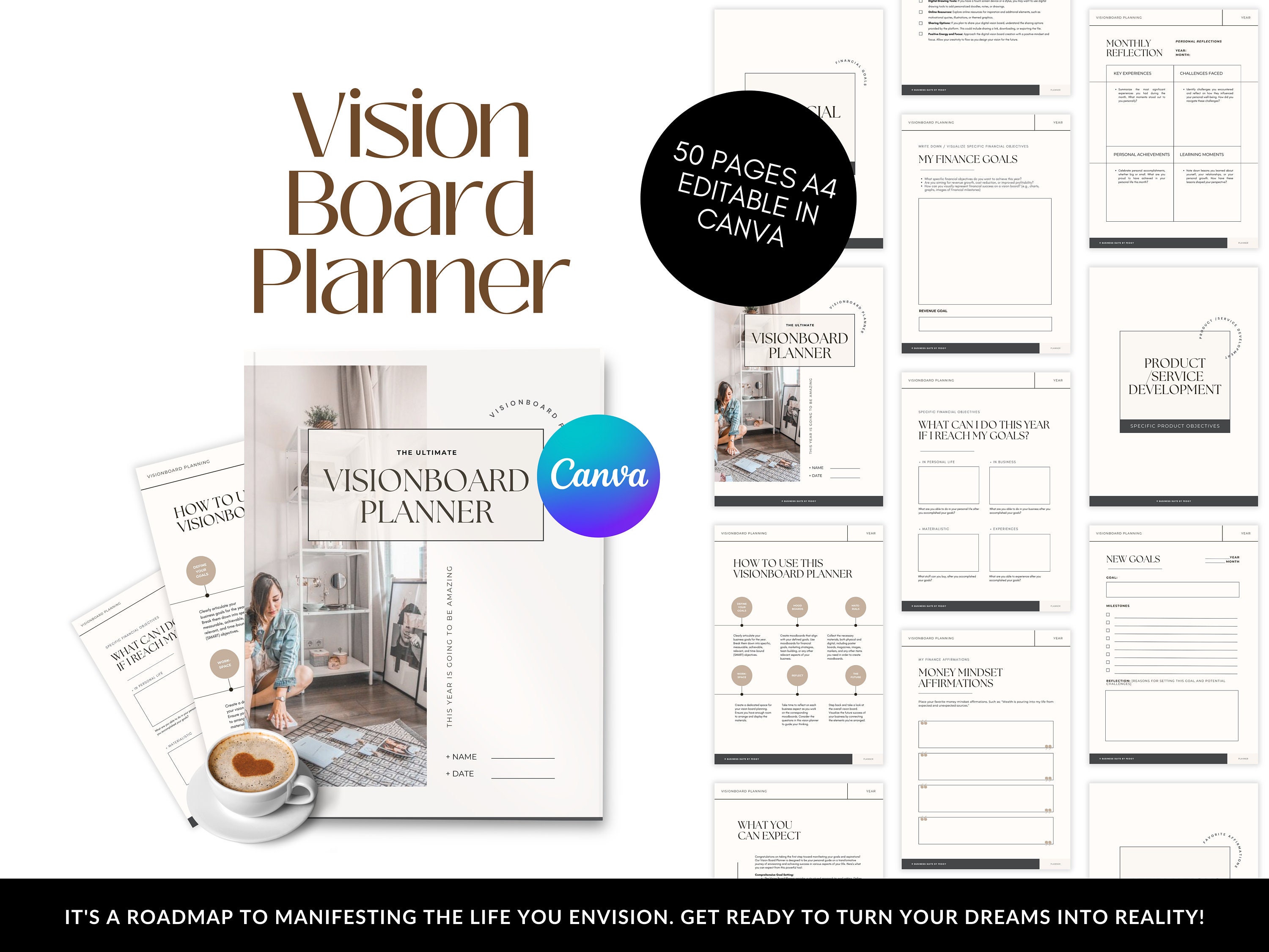 2025 Vision Board Printable and Digital Workbook Planner Goal Setting ...