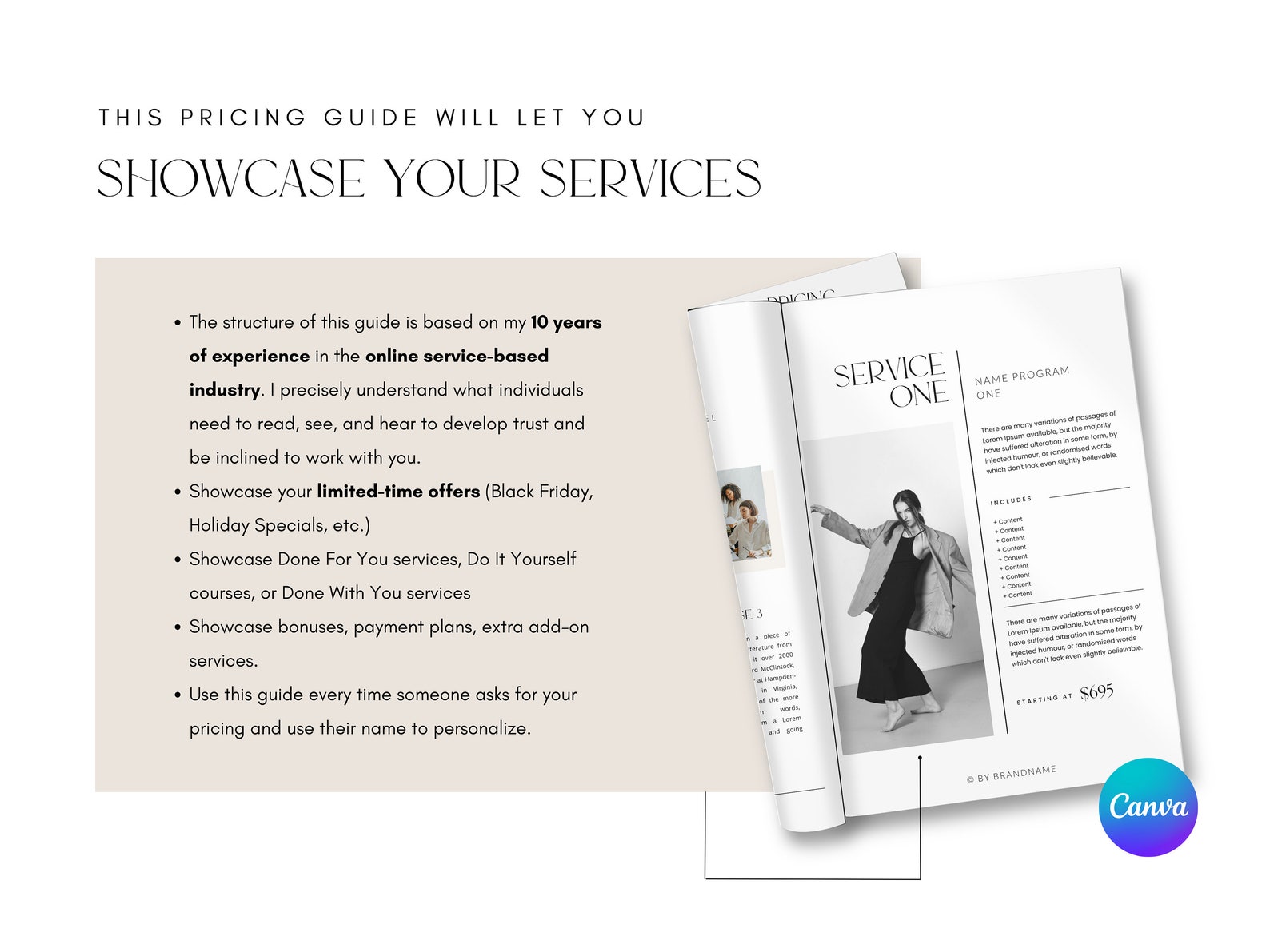 Editable Services & Pricing Guide Template Edit on Canva 25 - Etsy