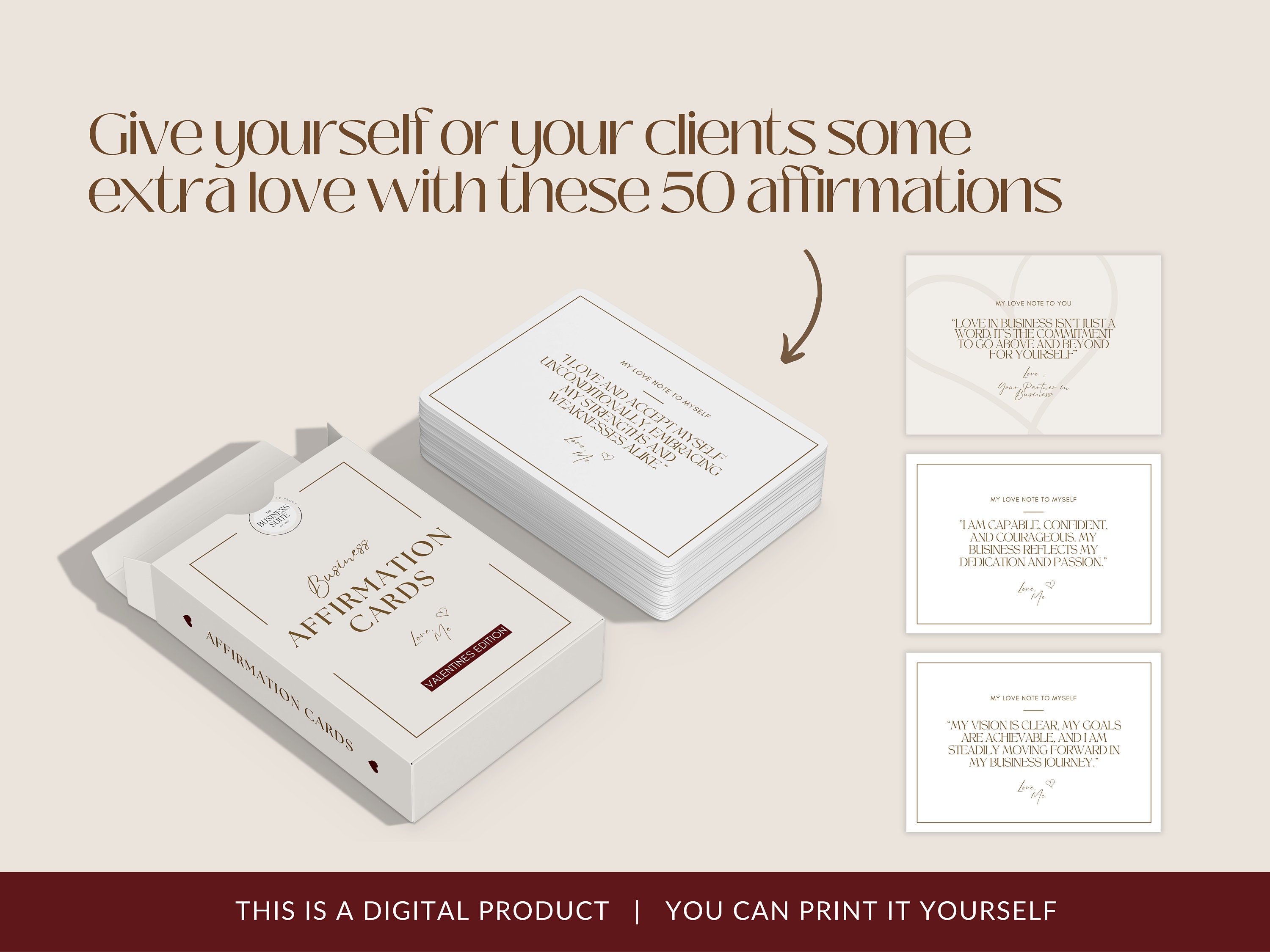 Valentine's Day 50 Business Affirmation Cards: Love / Entrepreneurial ...