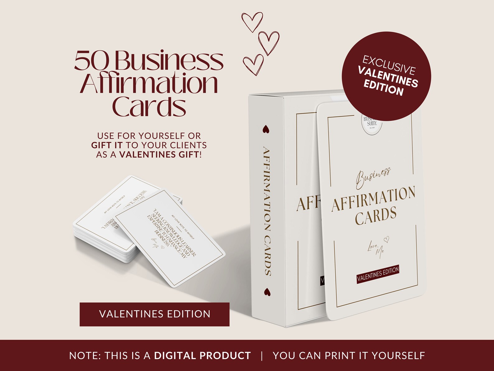 Valentine's Day 50 Business Affirmation Cards: Love / Entrepreneurial ...