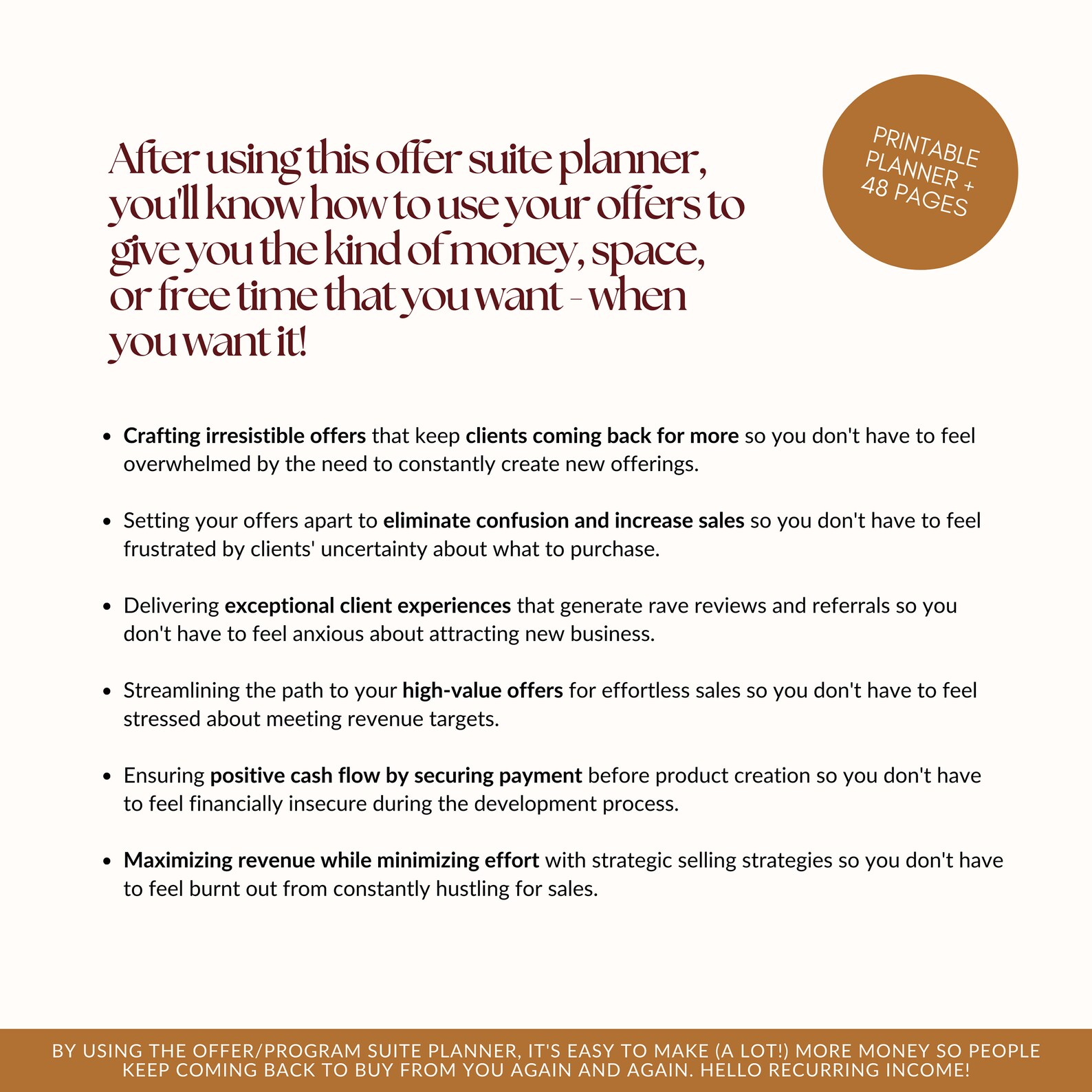 48 Pages Printable Offer Suite Program Planner Workbook | How to Sell ...