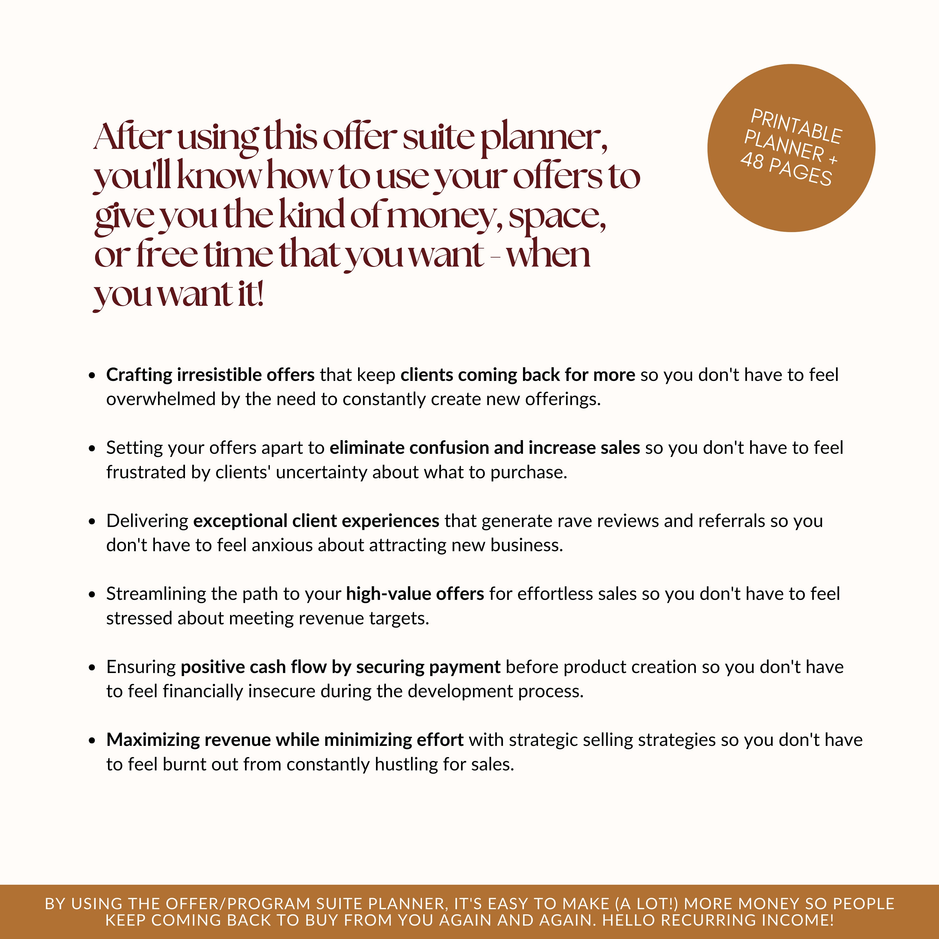 48 Pages Printable Offer Suite Program Planner Workbook How to Sell ...