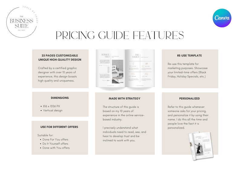 Editable Services & Pricing Guide Template, Edit on Canva, 25 ...