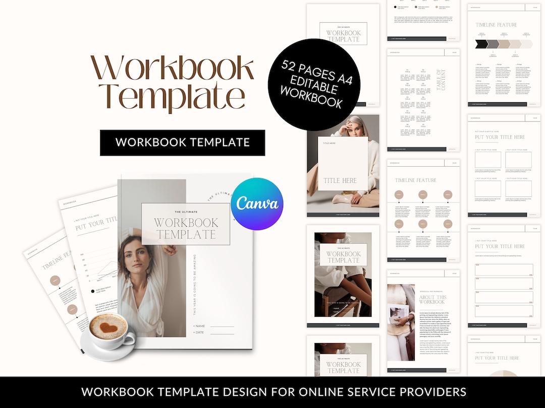52 Pages Workbook Template | Editable Canva | Course Workbook Template ...