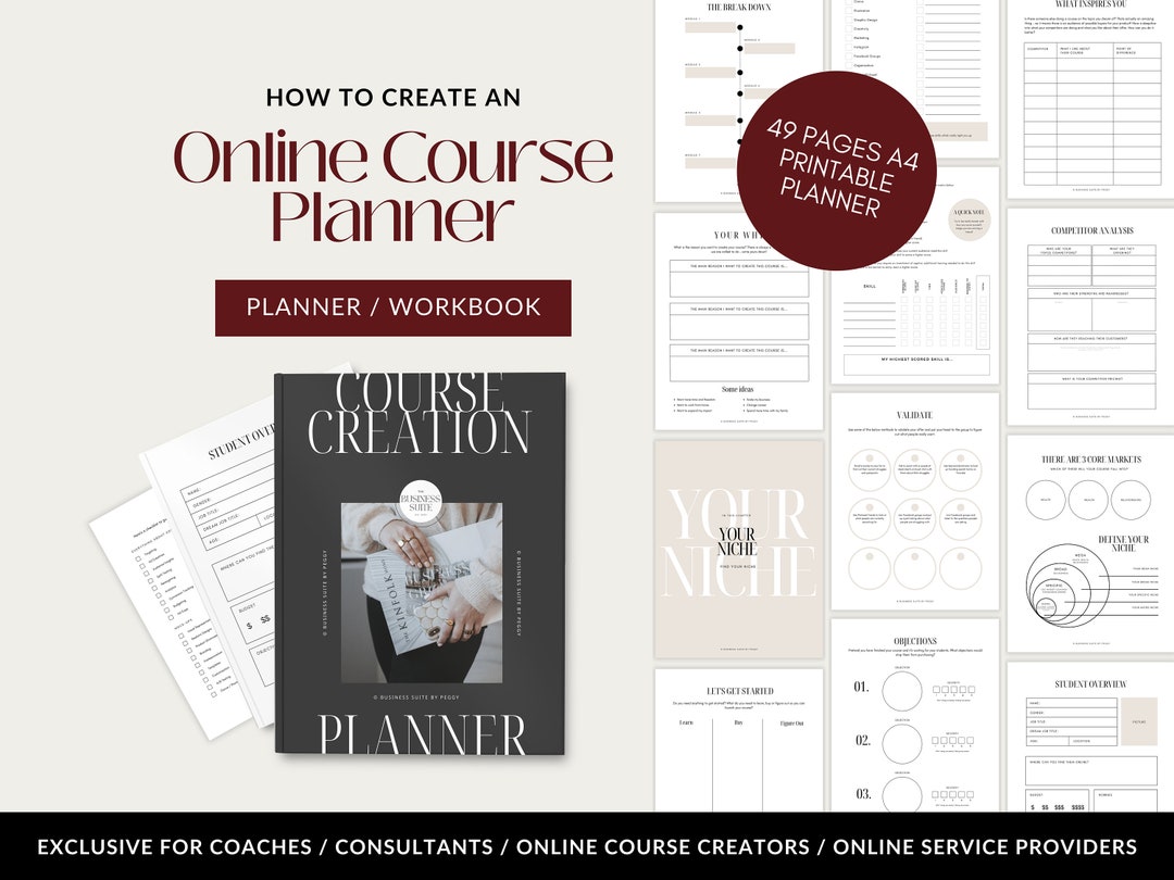 49 Printable Pages 2024 Online Course Creation Planner Workbook Digital ...