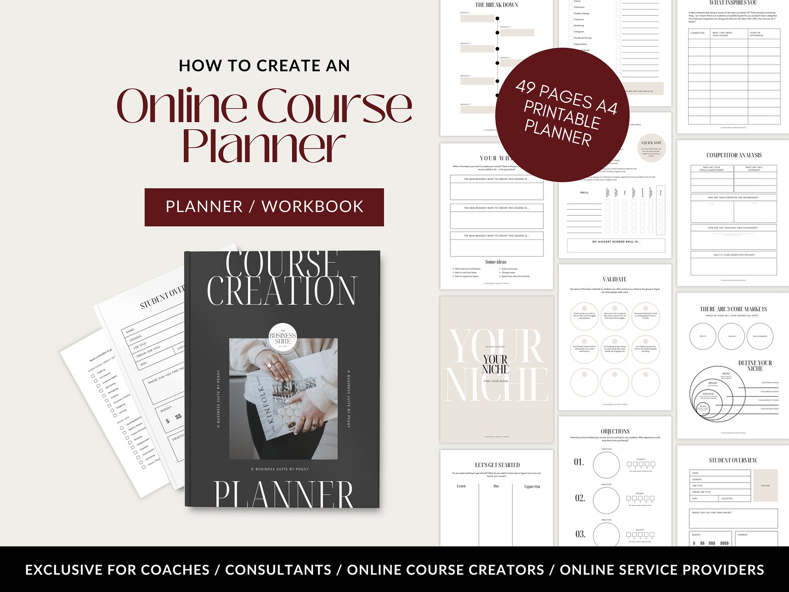 49 Printable Pages | Online Course Creation Planner | Workbook ...