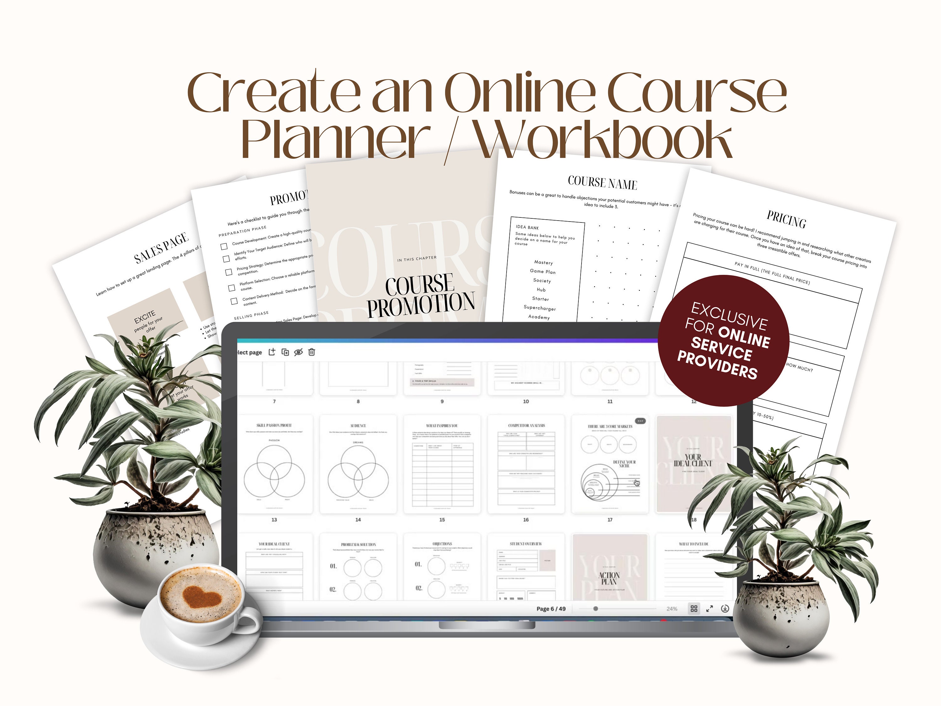 49 Printable Pages | Online Course Creation Planner | Workbook ...