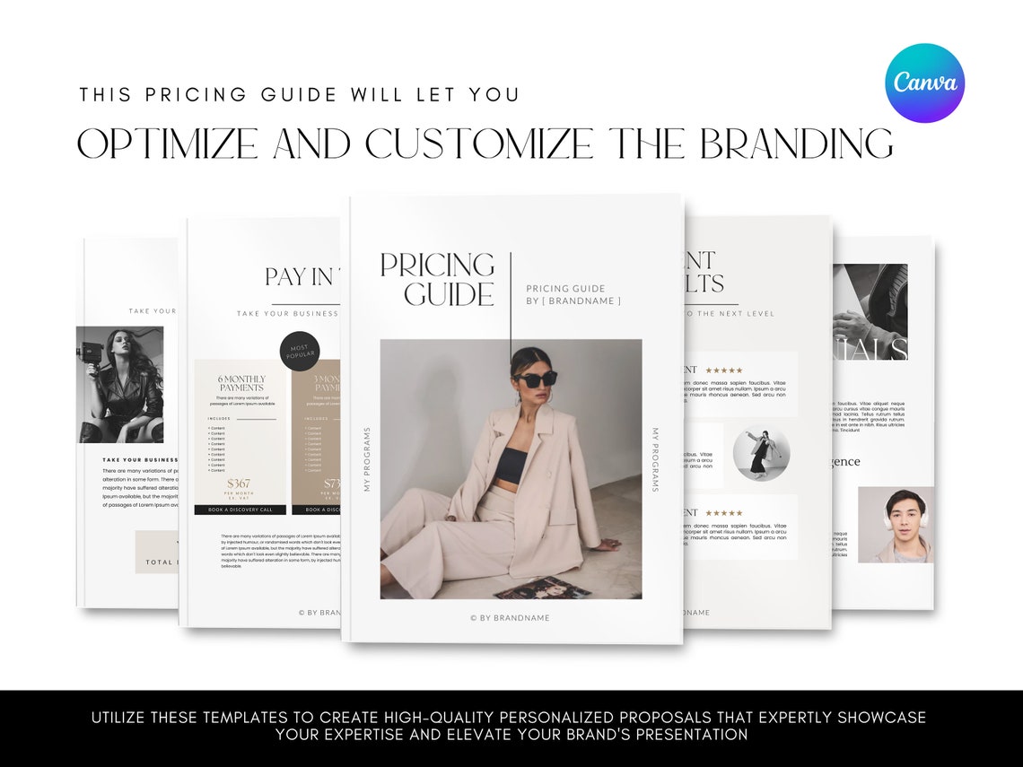 Editable Services & Pricing Guide Template, Edit on Canva, 25 ...