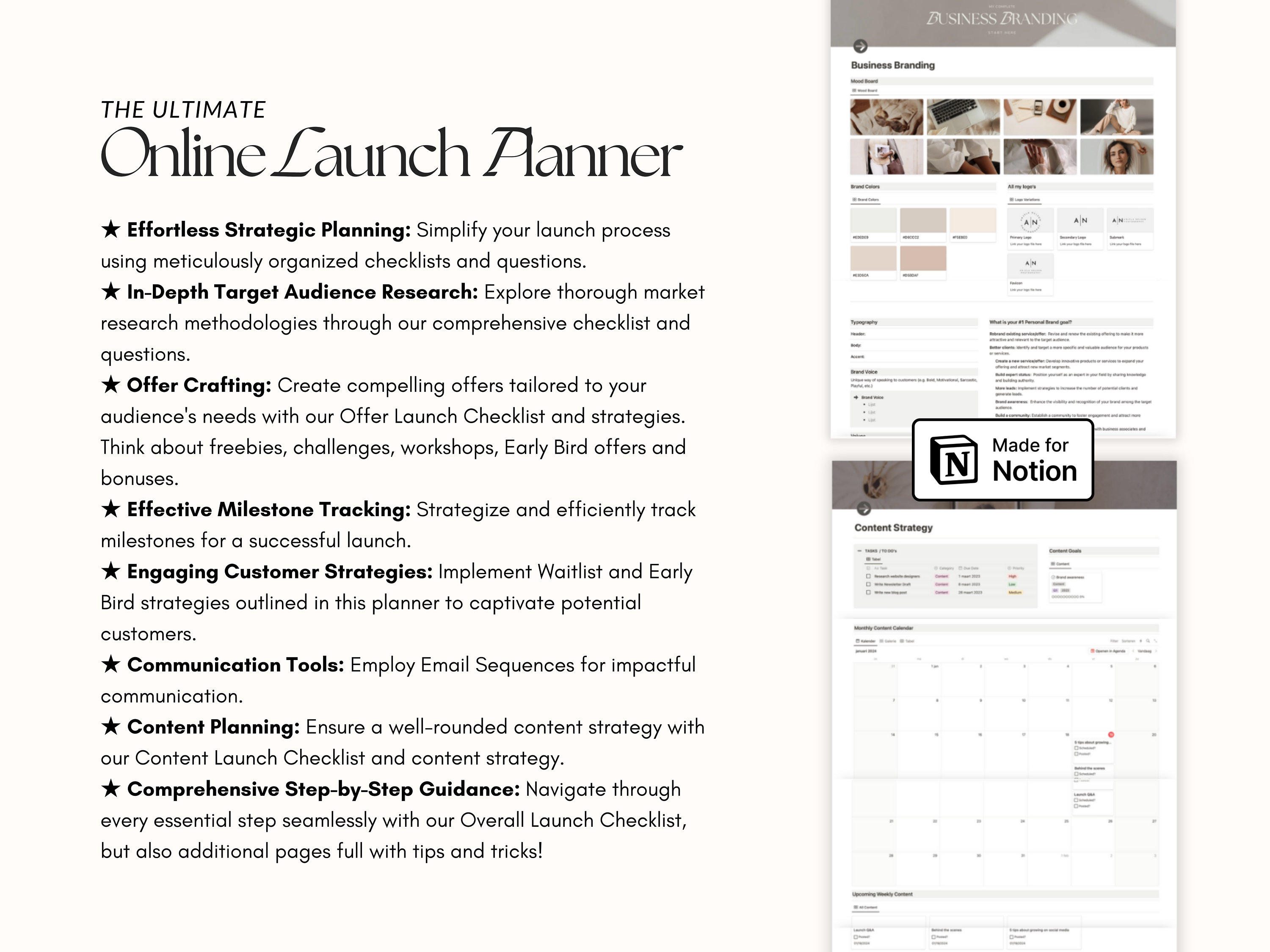 Notion Launch Template | Planner | Online Business Service Providers ...