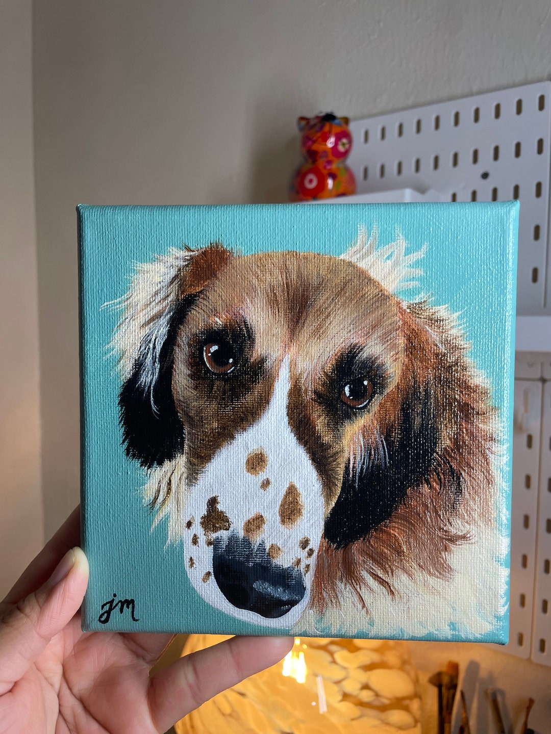 6x6 Custom Acrylic Pet Portrait on Stretched Canvas, Cat Portrait, Dog ...