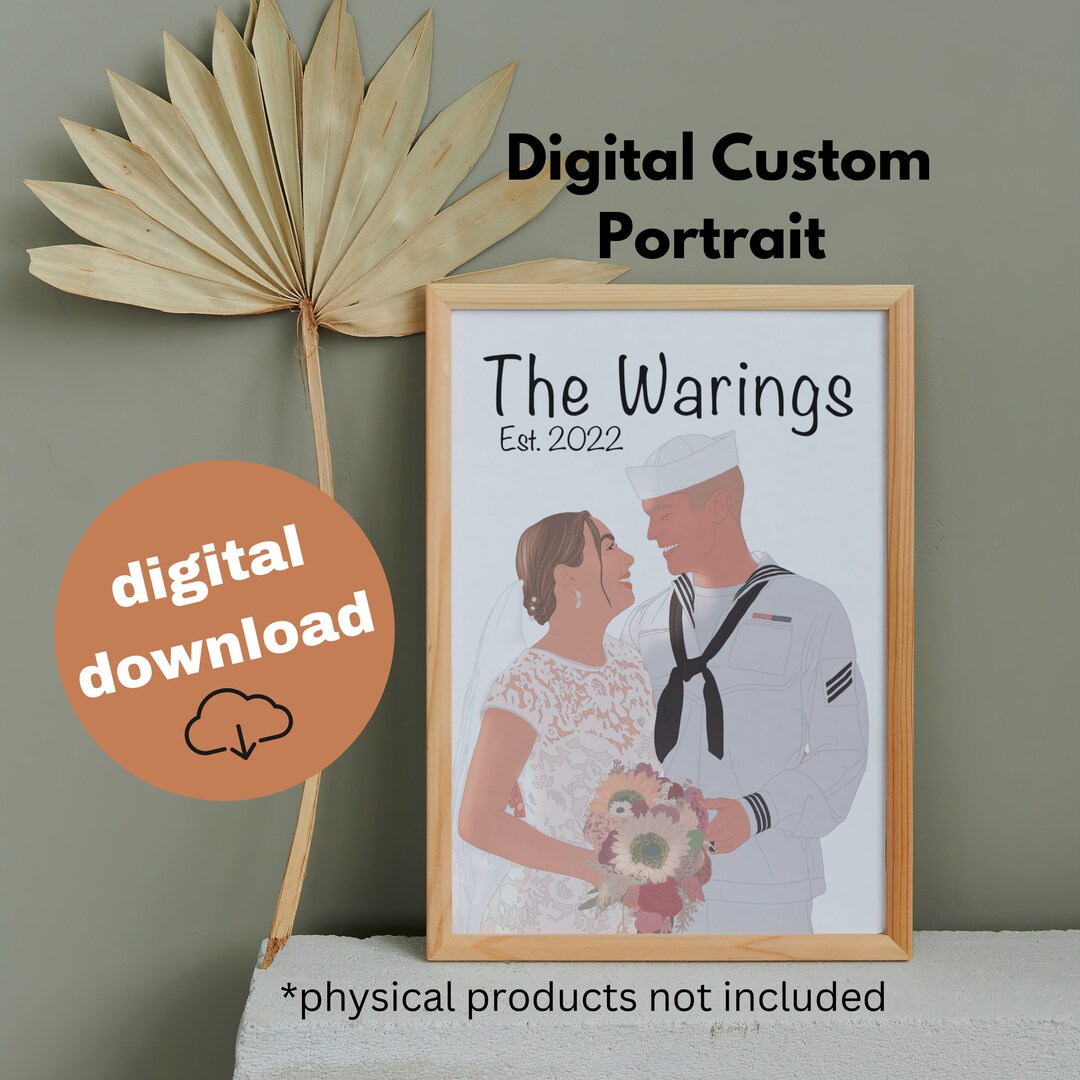 Custom Digital Portrait, Custom Gift, Detailed Portrait, Wedding Gift ...