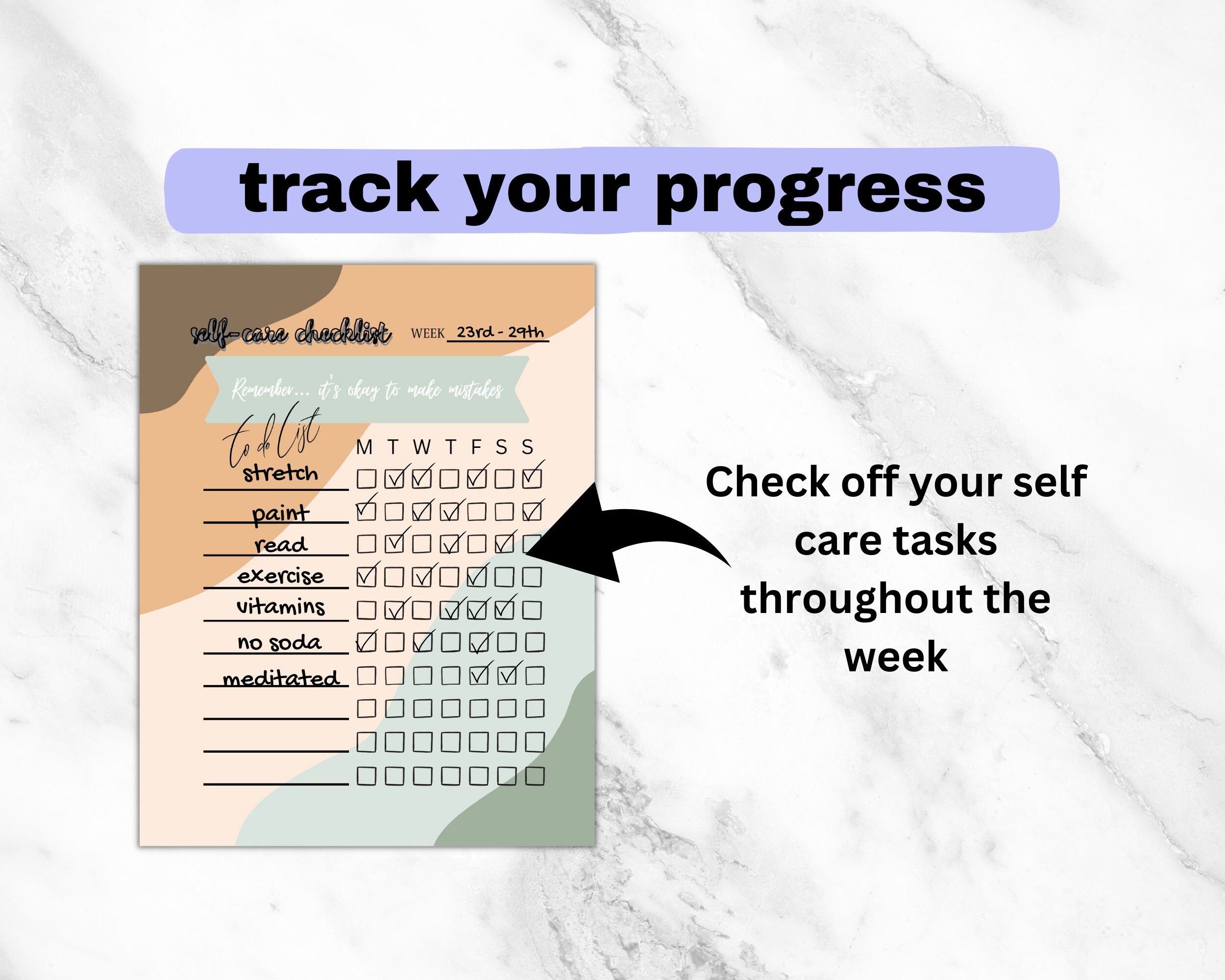 Self-care Checklist, Monthly Self-care Planner, Year-round Wellness ...