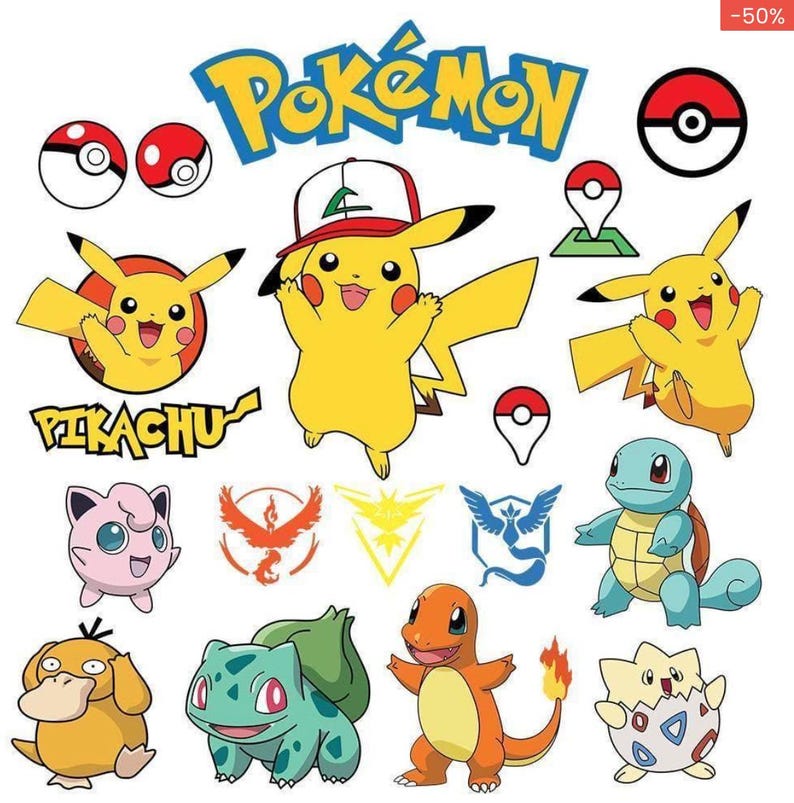 Pokémon SVG Pack Pokémon Cliparts Pikachu, Pokémon Birthday Pokémon Svg ...