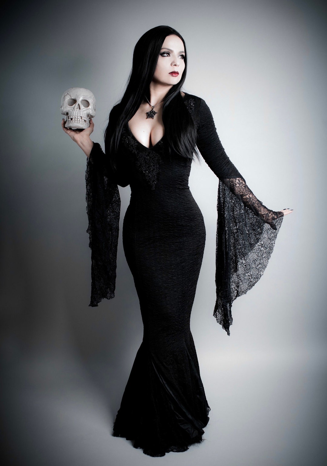 Morticia Gothic Art Print: Dark Woman With Skull (8.5x11 Signed Option ...
