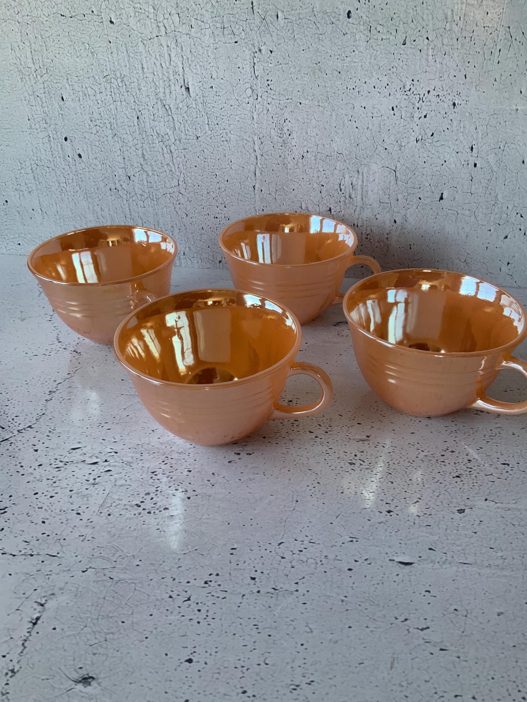 Set of Peach Lustre Fire King Cups. Vintage Coffee/tea Cups. 1950’s ...