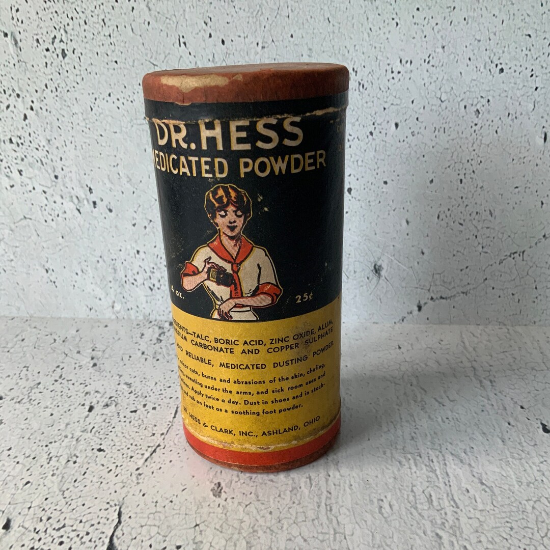 Dr. Hess Medicated Powder. 1920s. Cardboard Round Container. Sealed ...