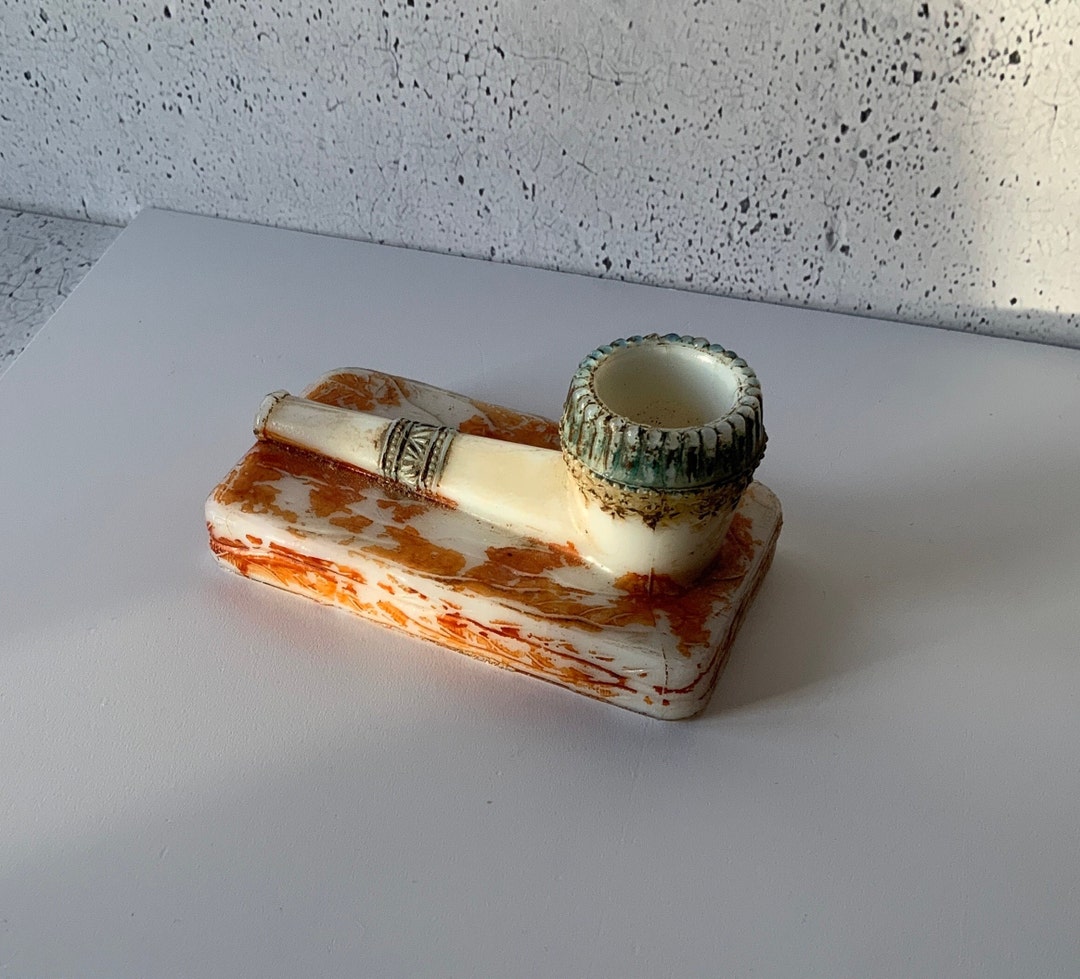 Eagle Glass Co. 1899 Pipe Shaped Match Holder. Milk Glass. Novelty ...