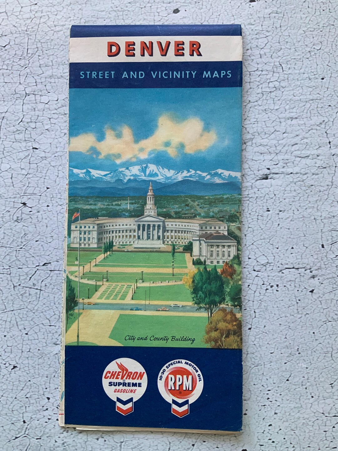 Denver Road Map. 1957. Chevron Supreme. RPM Motor Oil. Beautiful ...