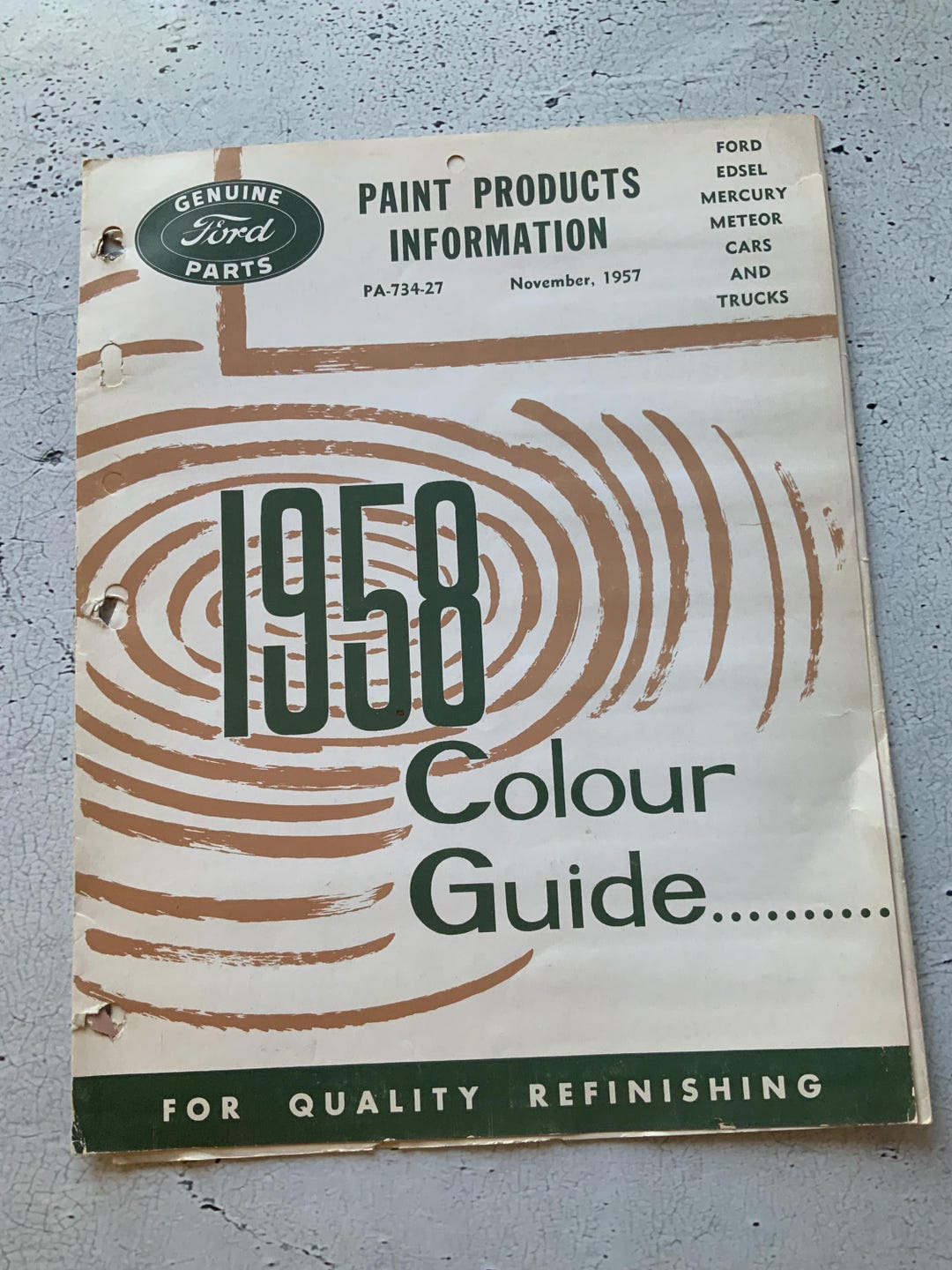 1958 Genuine Ford Paint Color Guide. Factory Paint Samples. Chips ...