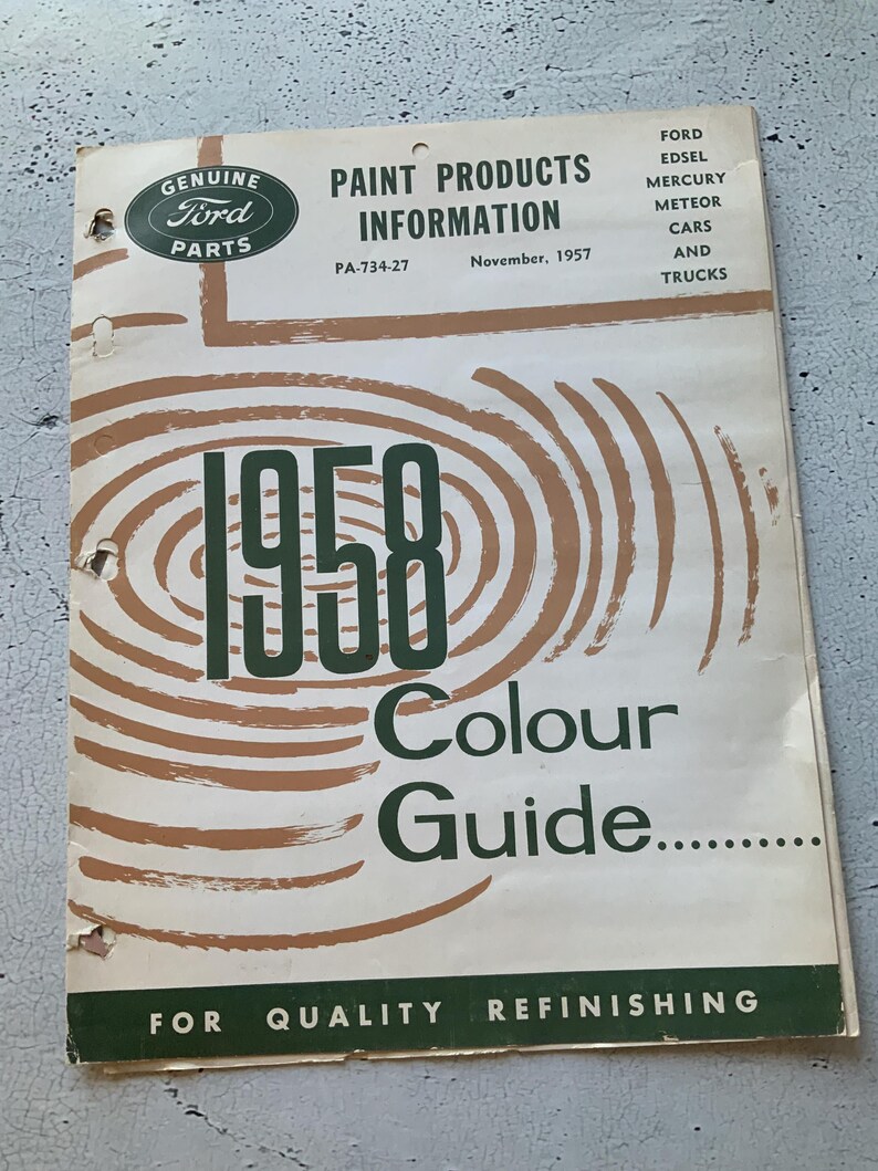 1958 Genuine Ford Paint Color Guide. Factory Paint Samples. Chips ...
