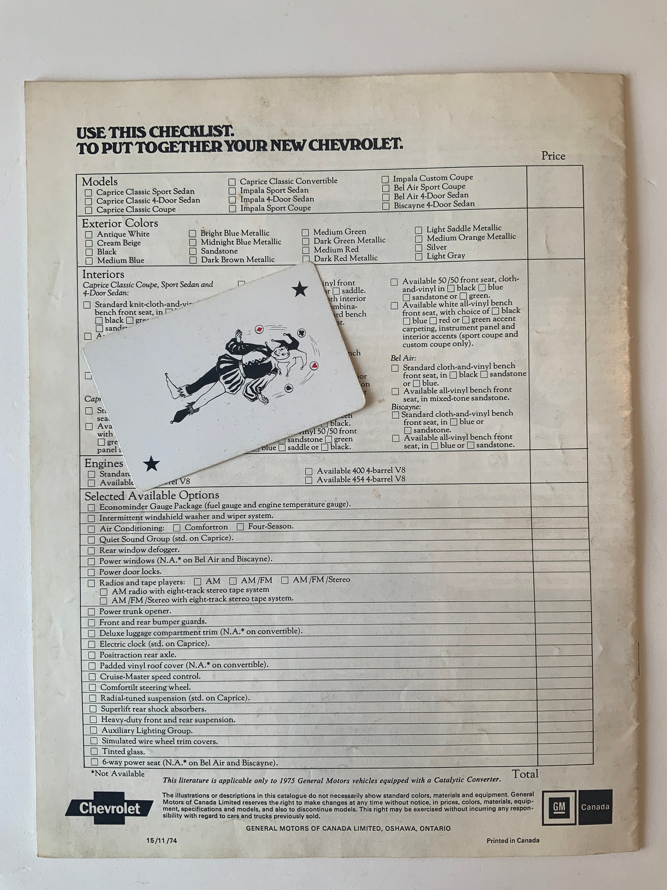 1975 Chevrolet Car Brochure. - Etsy