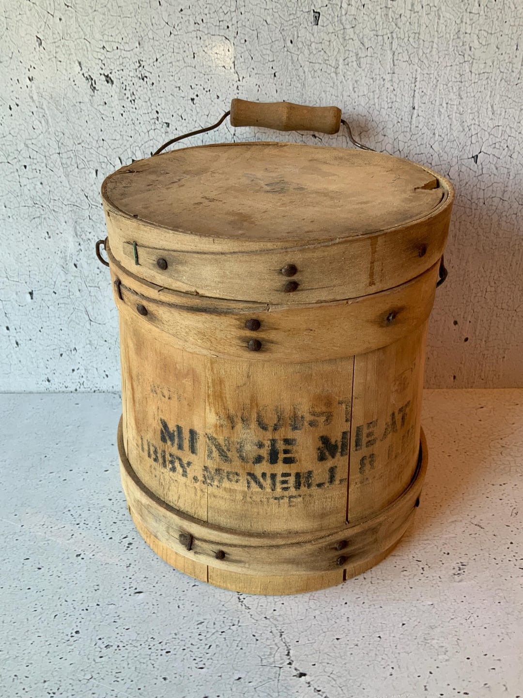Moist Mincemeat Barrel. Antique. Libby Mcneill. 8lbs. Wooden Container ...