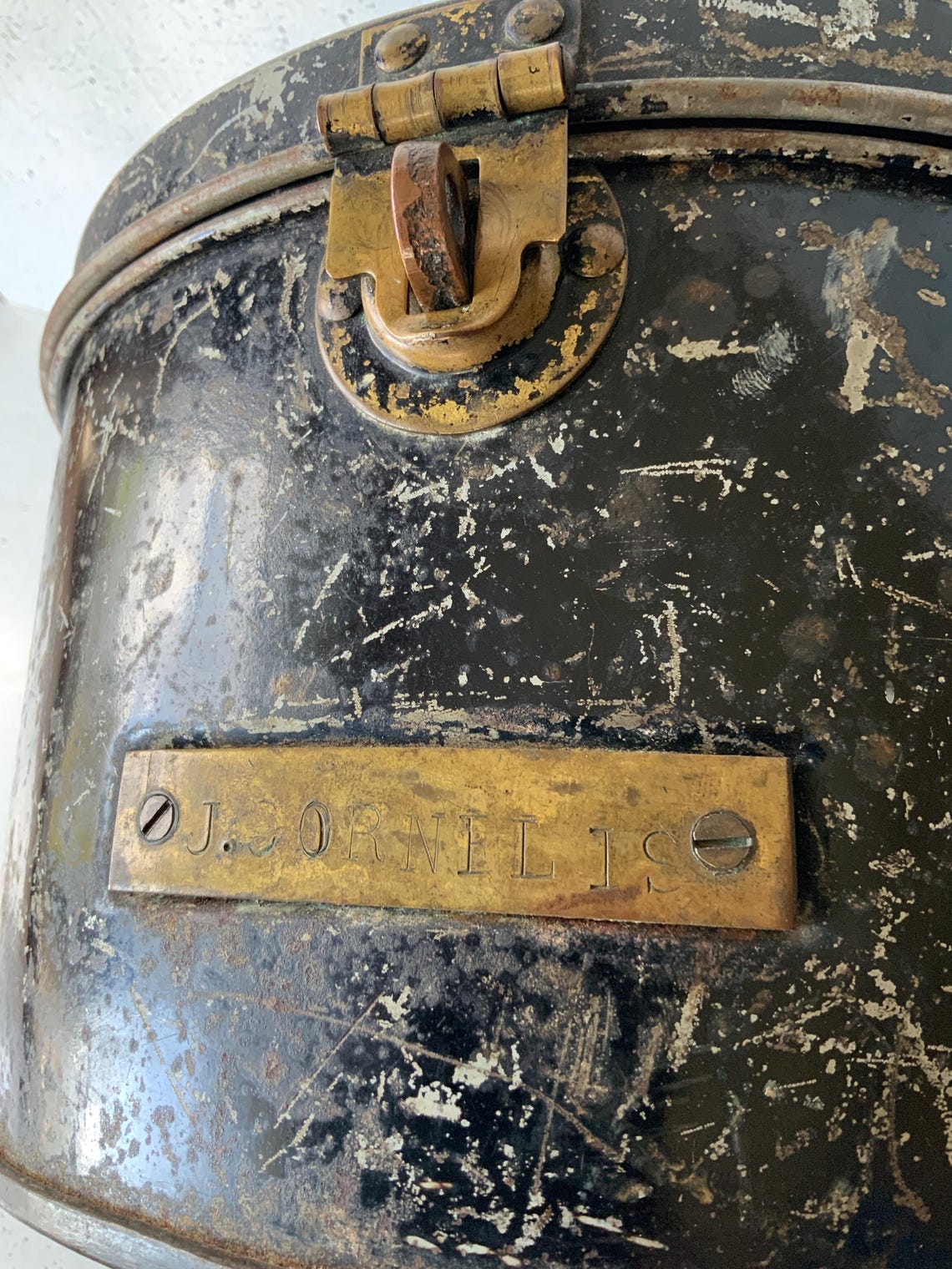 Military Hat Box. 1870’s/80’s. Aceh War. Metal and Brass Hinged Hat Box ...
