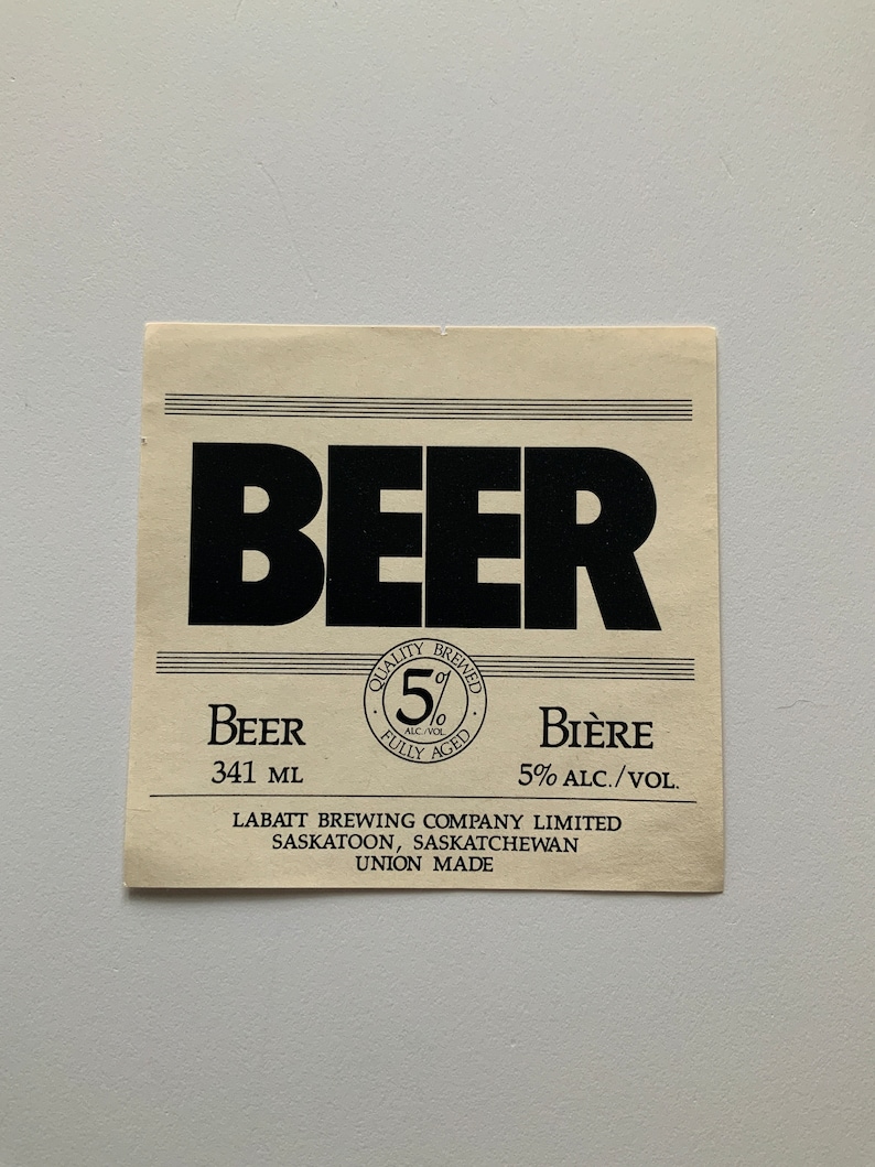 Labatt’s BEER Label. Generic Beer. Canadian Bottle Label. Saskatoon, Sk ...