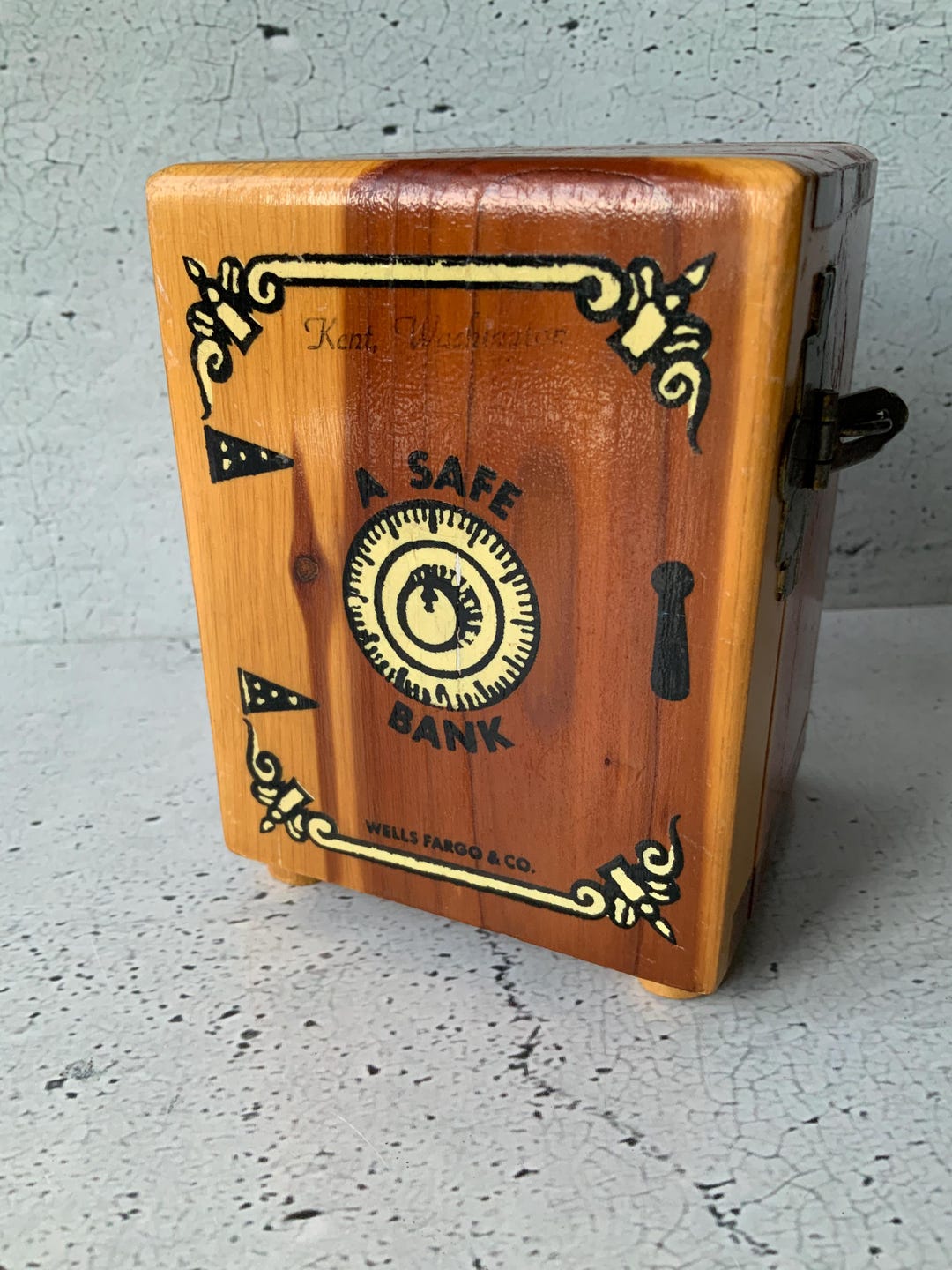 Wells Fargo Cedar Bank. Wooden Vault. 1970’s. Softwood Trinket Box ...