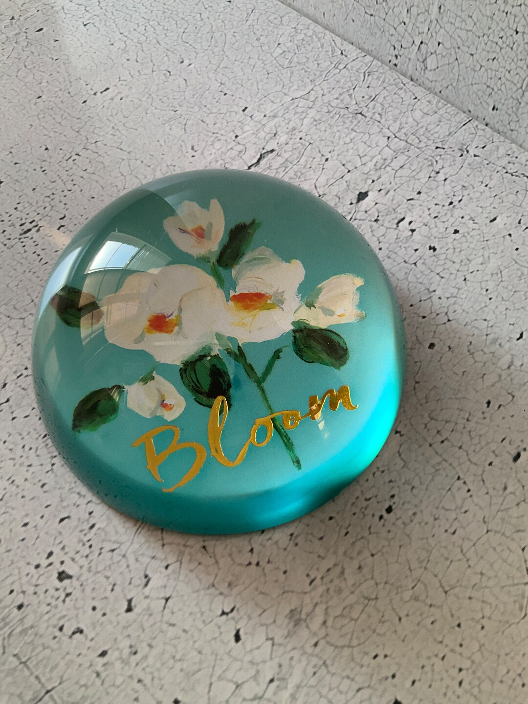 Bloom Paperweight. Beautiful. Floral Paperweight. Domed Glass. Felt ...