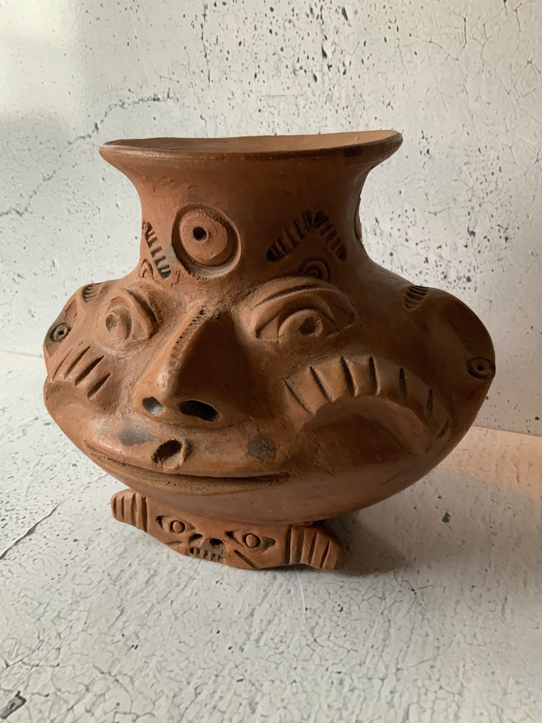 Mayan Style Effigy Vase. Pre-columbian. Face Jar. Plumbate. Pottery ...