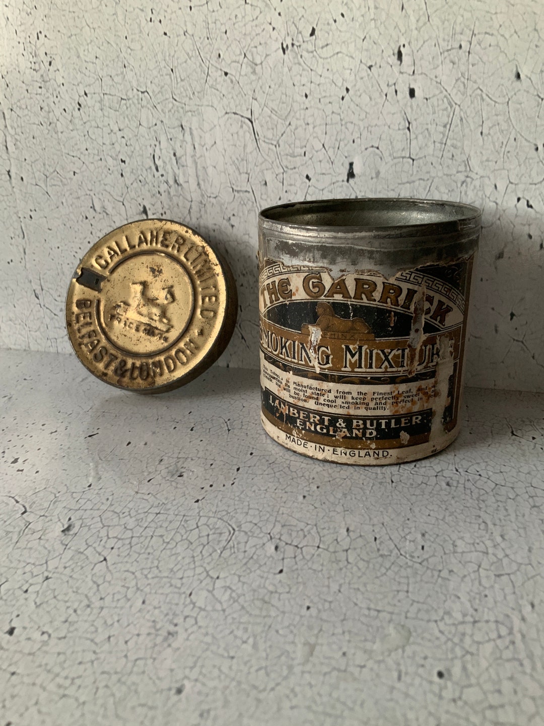 Antique Tobacco Tin. the Garrick. Lambert & Butler. British-american ...