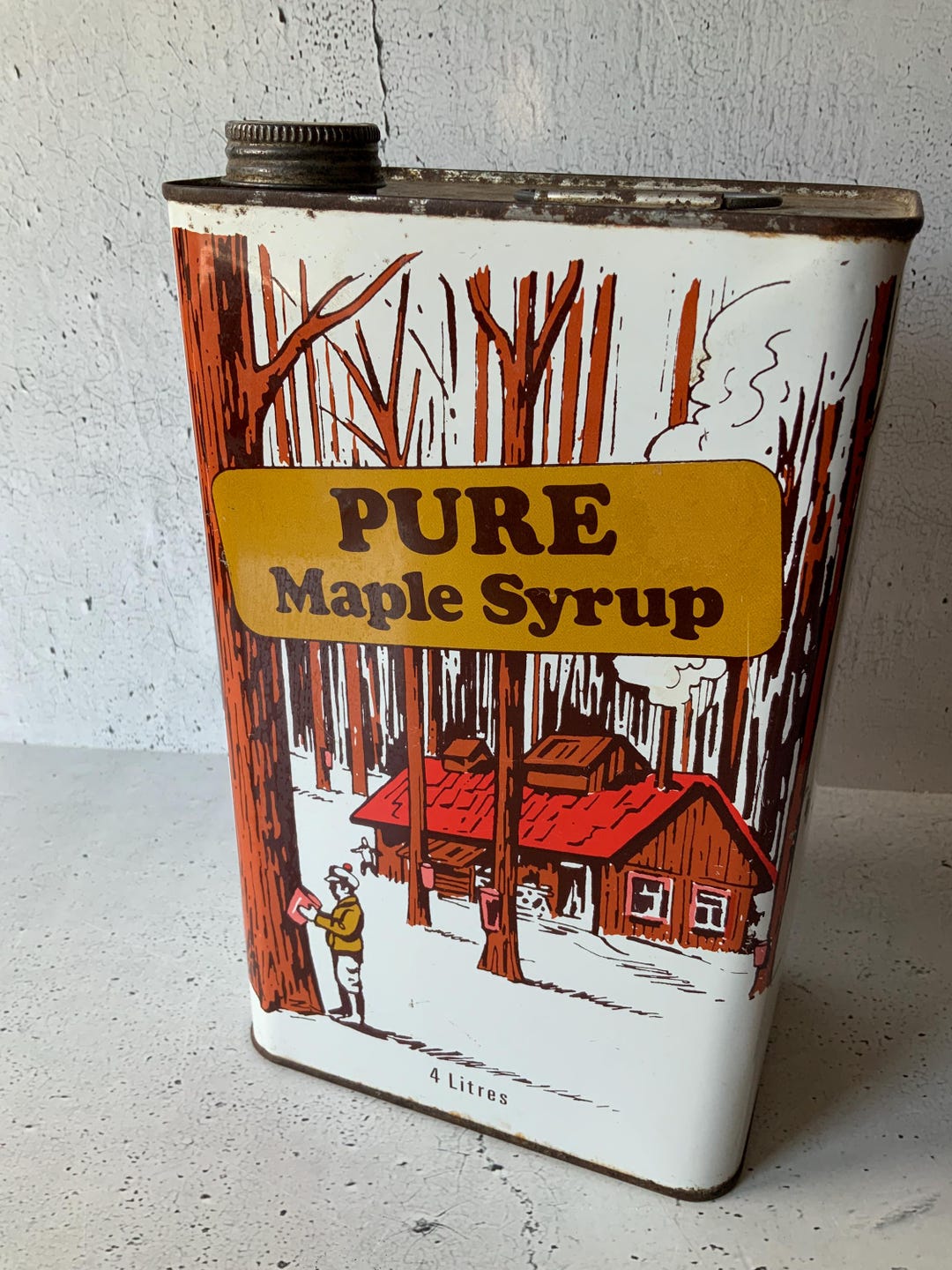Pure Maple Syrup Tin. 4 Litres. Great Graphics. Made in Canada. Cabin ...