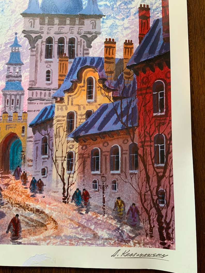 Anatoli Krasnyasky: Streets of Old Prague. Litho. Print. 32” High, 27 ...