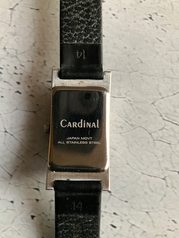 Cardinal All Steel watch. Black face. Stainless. With… - Gem
