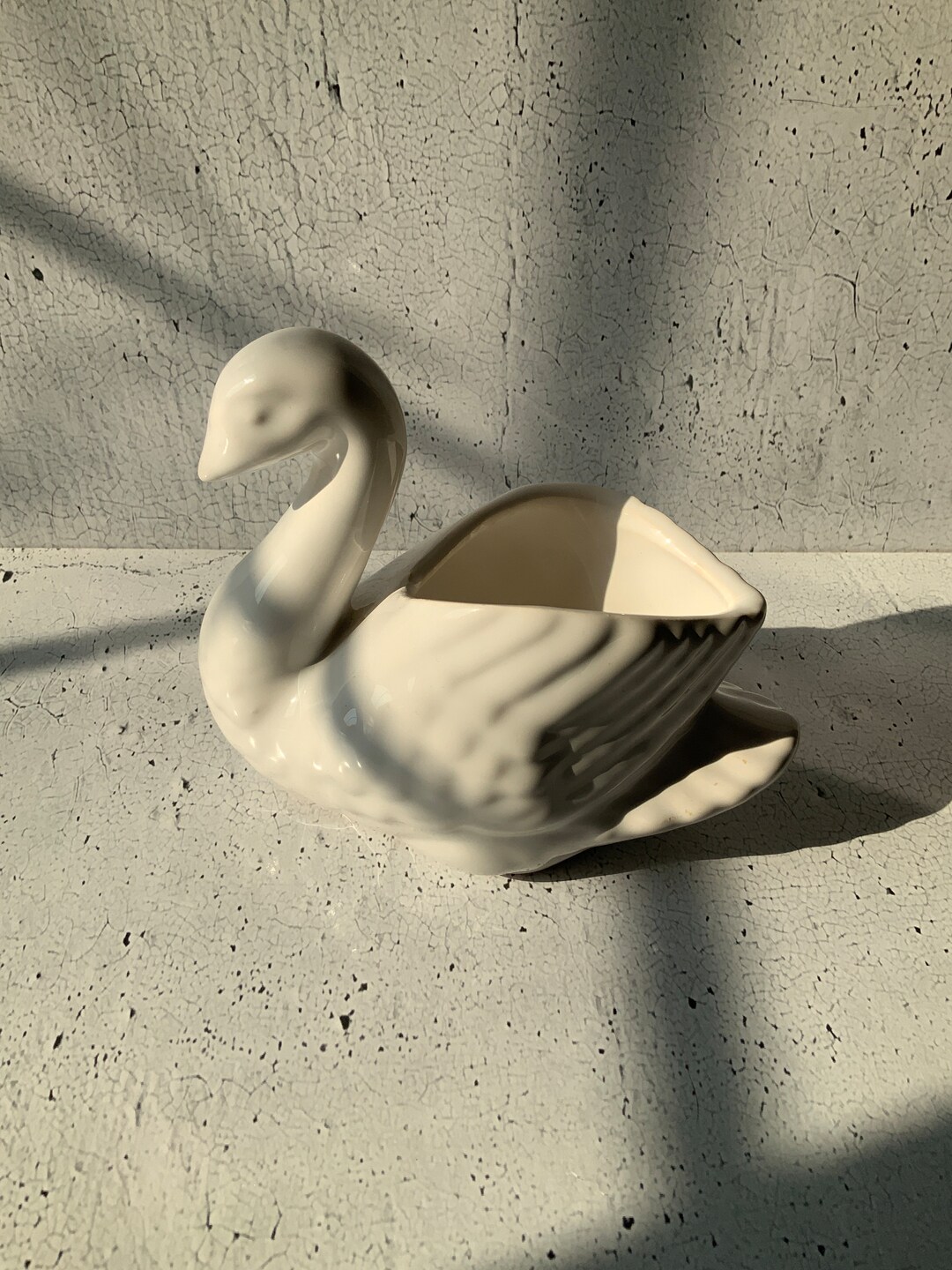 Delft Wht Swan. Rare White. Porcelain Decor Swan. Glazed Ceramic ...