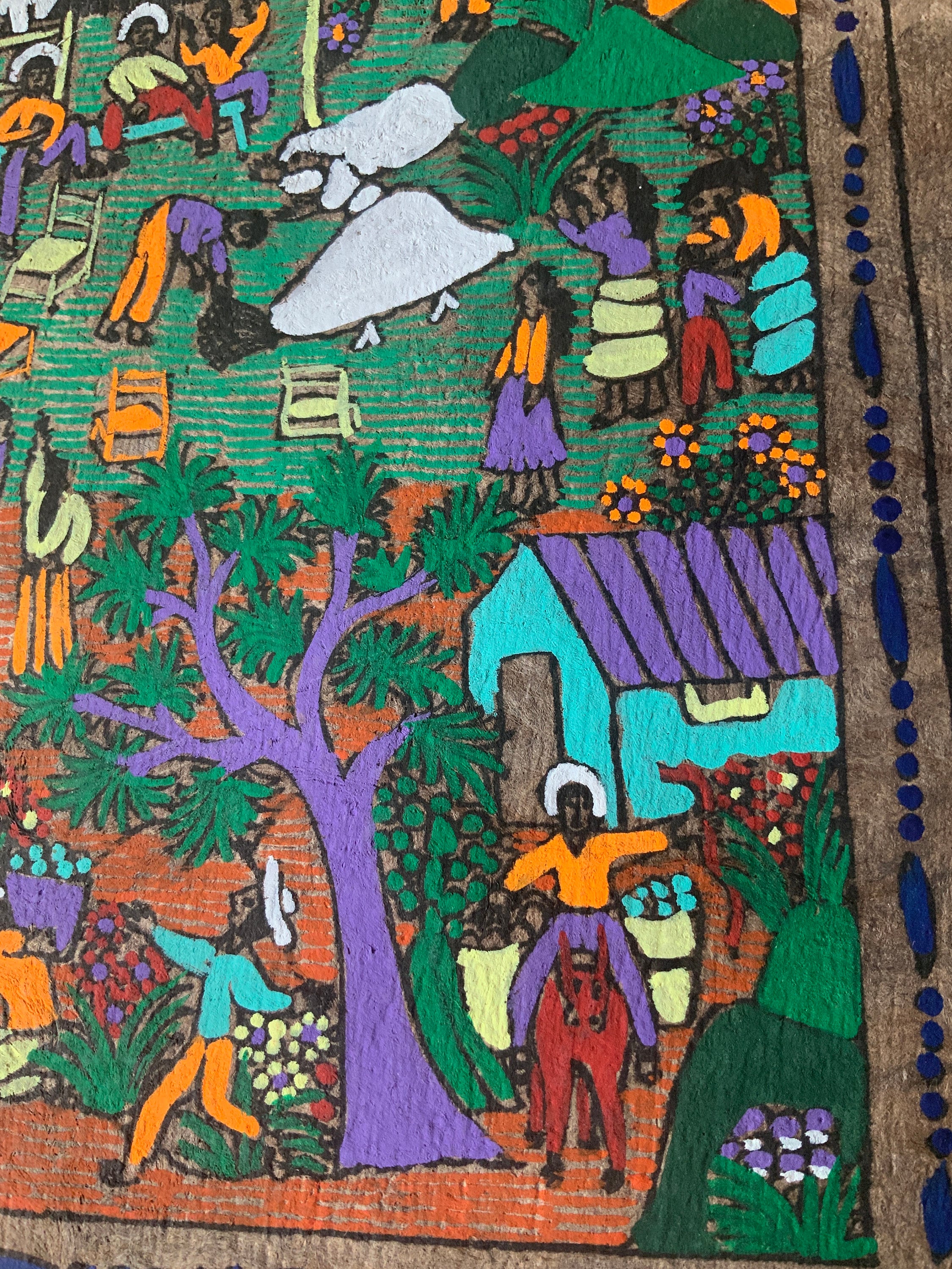 Amate Bark Painting. Community Scene. Mexico Art. Beautiful. 12x16 ...