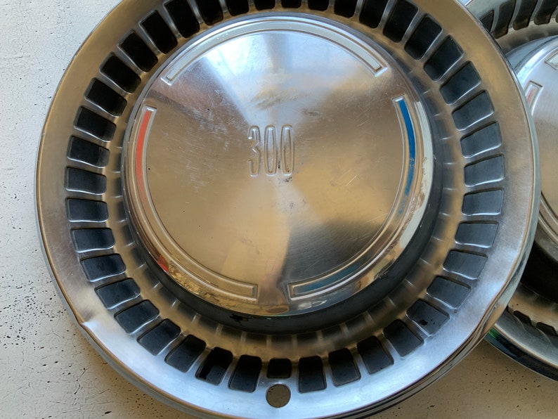 70 Chrysler 300 Hubcaps. Vintage Auto Trim. Mopar. Pair of Hubcaps ...