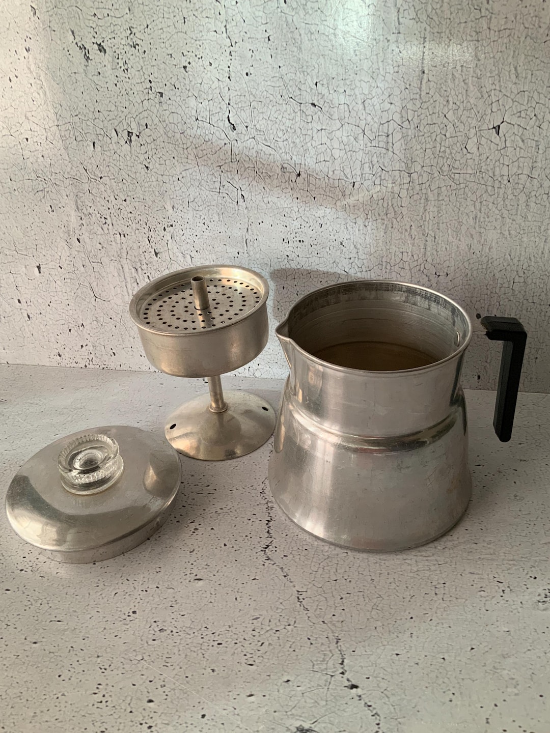 Small Aluminum Coffee Perk. Complete With Percolating Stand. Glass ...