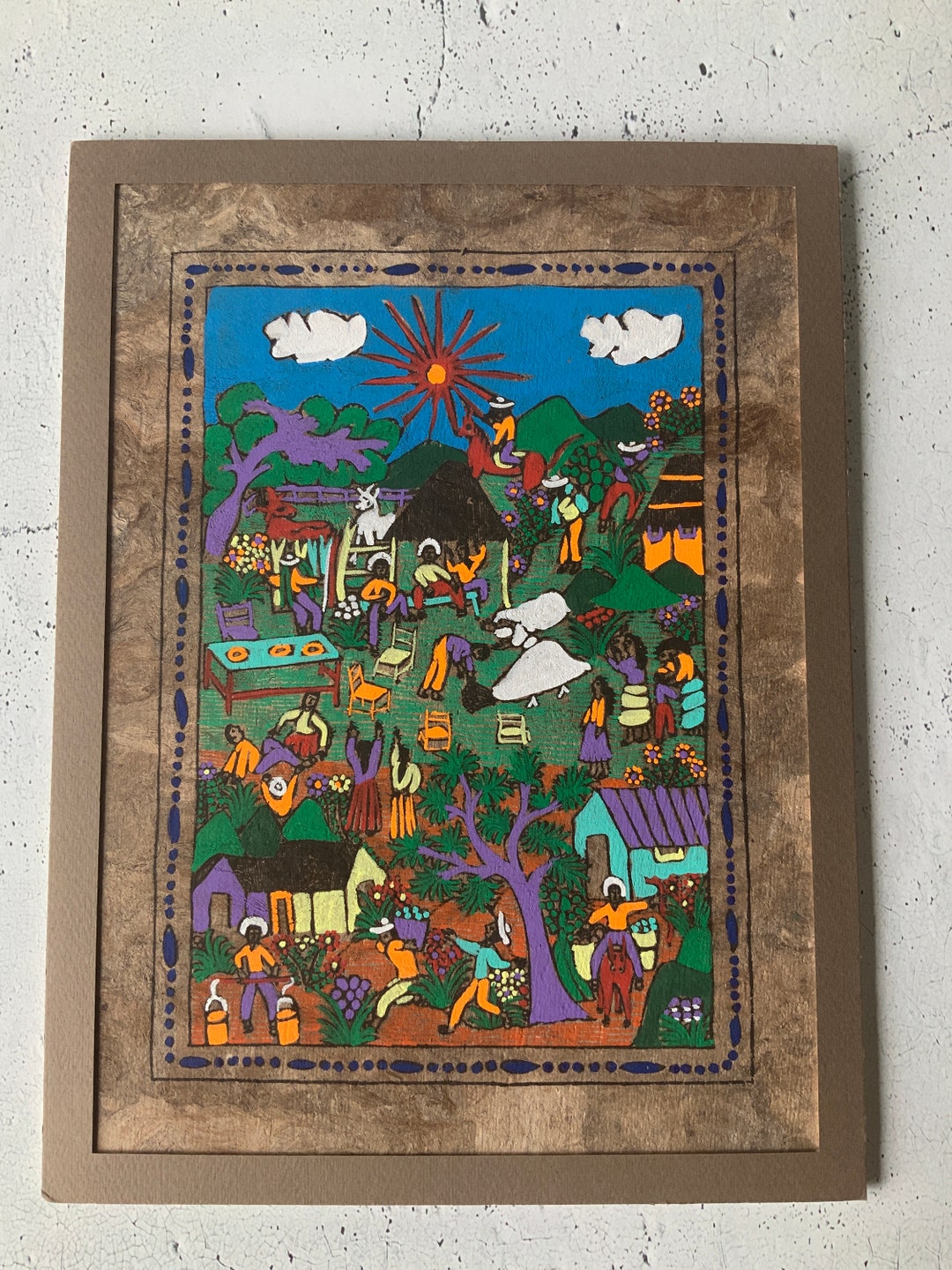 Amate Bark Painting. Community Scene. Mexico Art. Beautiful. 12x16 ...