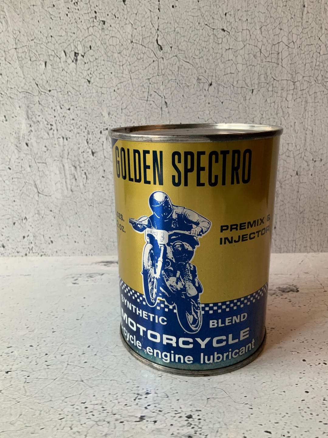 Golden Spectro Motorcycle Oil FULL Tin. 18fl. Oz. Vintage Oil and Gas ...
