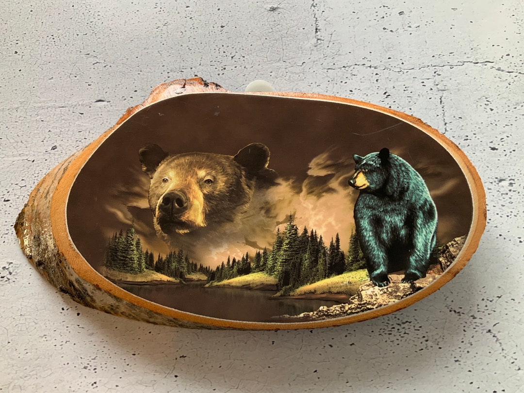 Beautiful Bear Plaque. Pikes Peak Colo. Bear Art. Shellac Over Hardwood ...