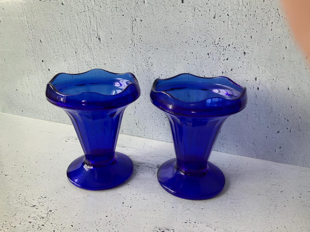 Cobalt Blue Sundae Cup Pair. Luminarc. Ice Cream Float Soda Cups ...