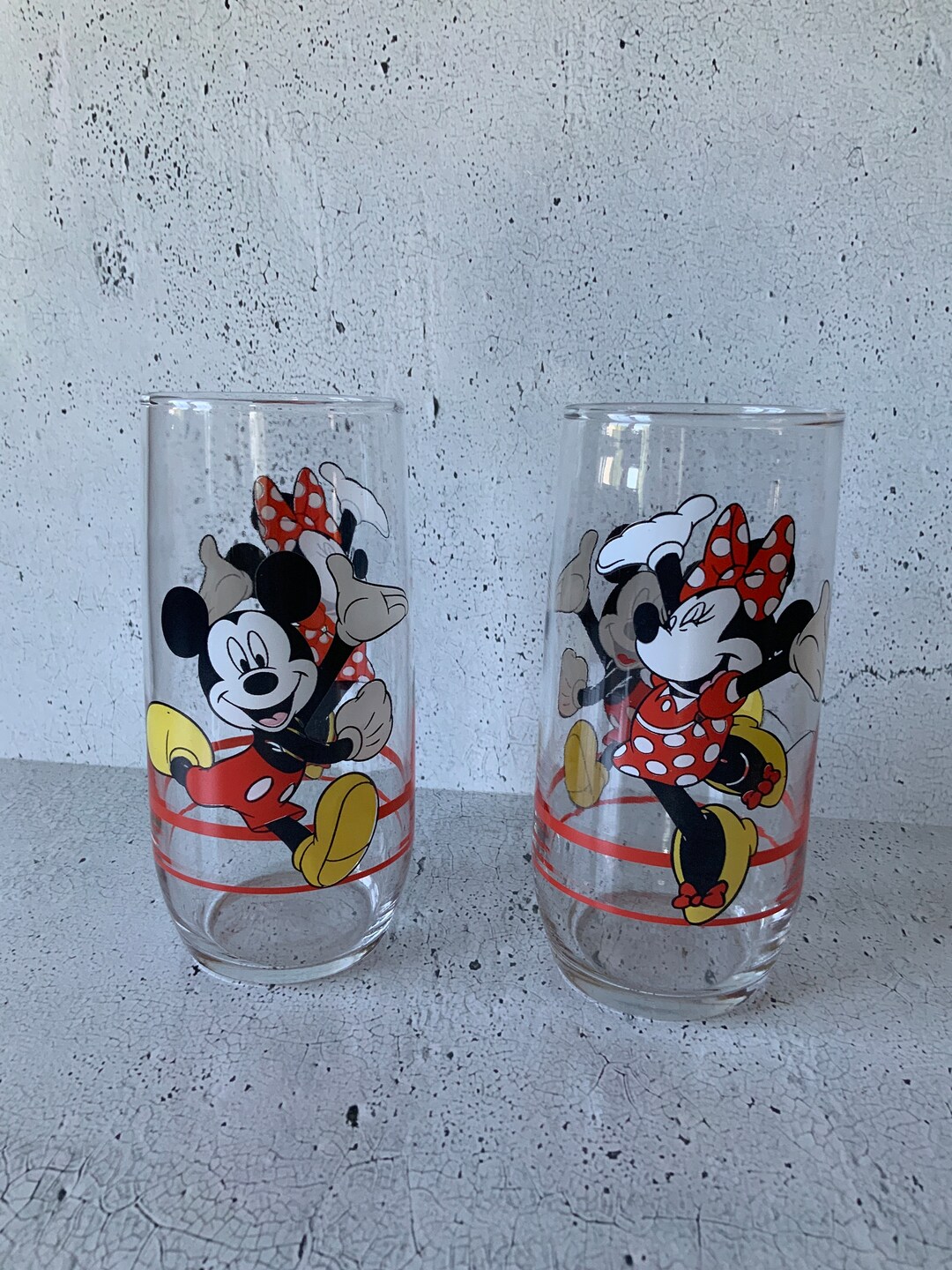 Mickey Mouse and Minnie Drinking Glasses. Anchor Hocking. - Etsy