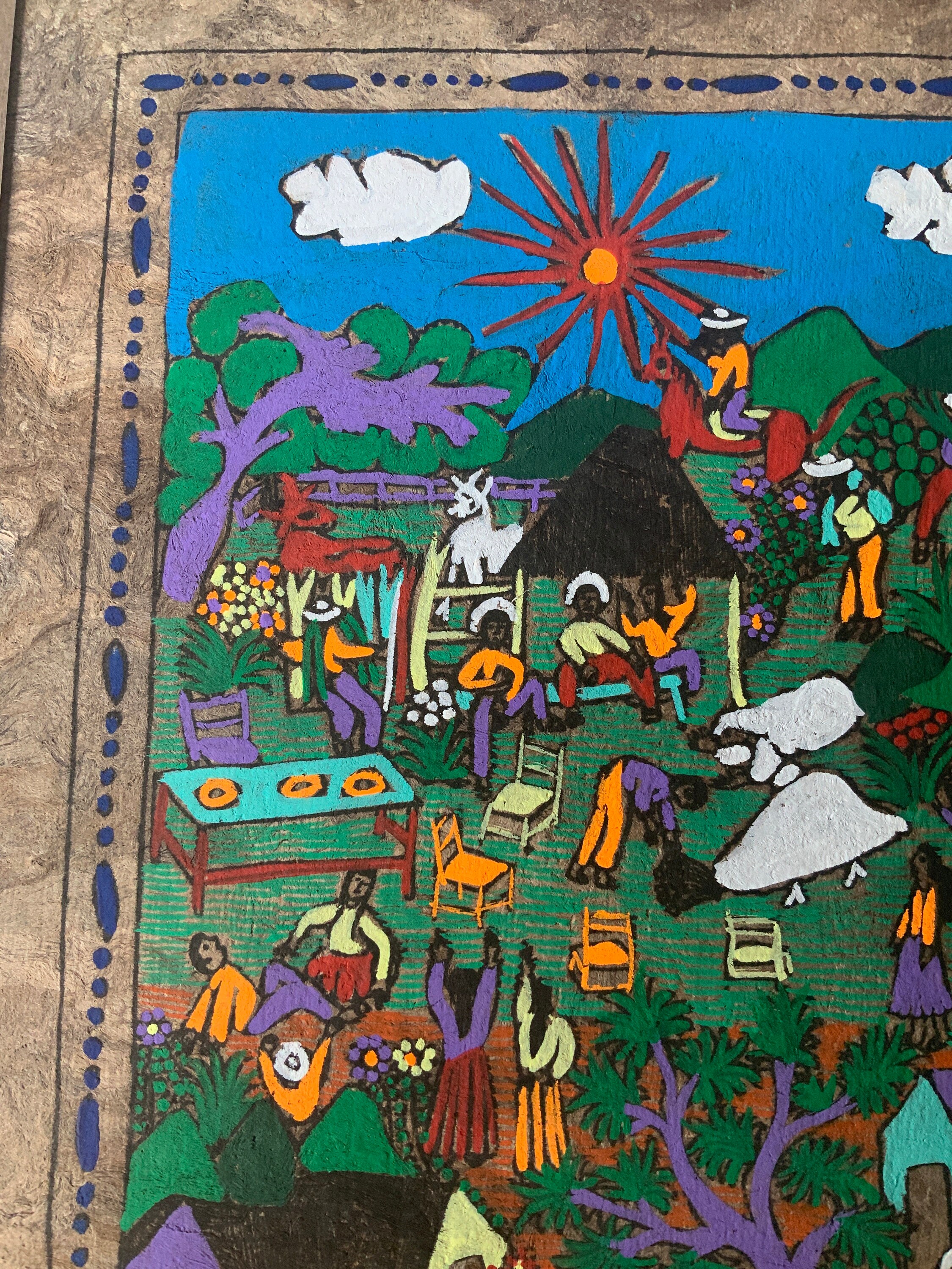 Amate Bark Painting. Community Scene. Mexico Art. Beautiful. 12x16 ...