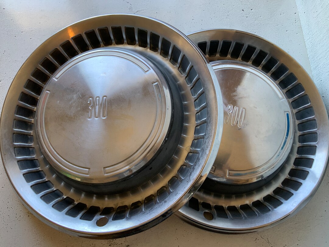 70 Chrysler 300 Hubcaps. Vintage Auto Trim. Mopar. Pair of Hubcaps ...